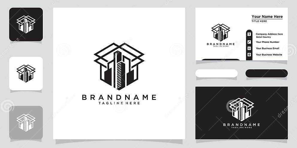 Cube Building Logo Design Element ,Building Logo ,Cube Icon with ...