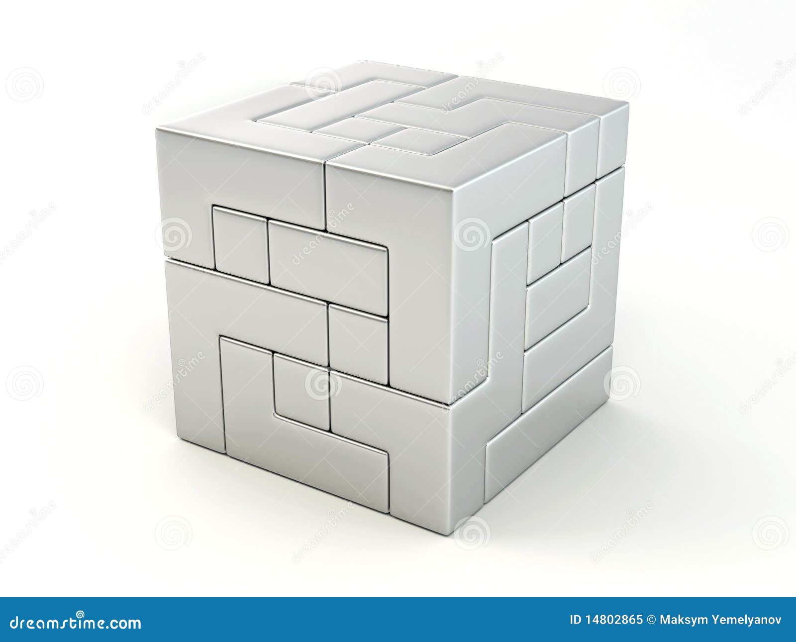A Cube Built from Blocks. Puzzle Stock Illustration - Illustration of ...