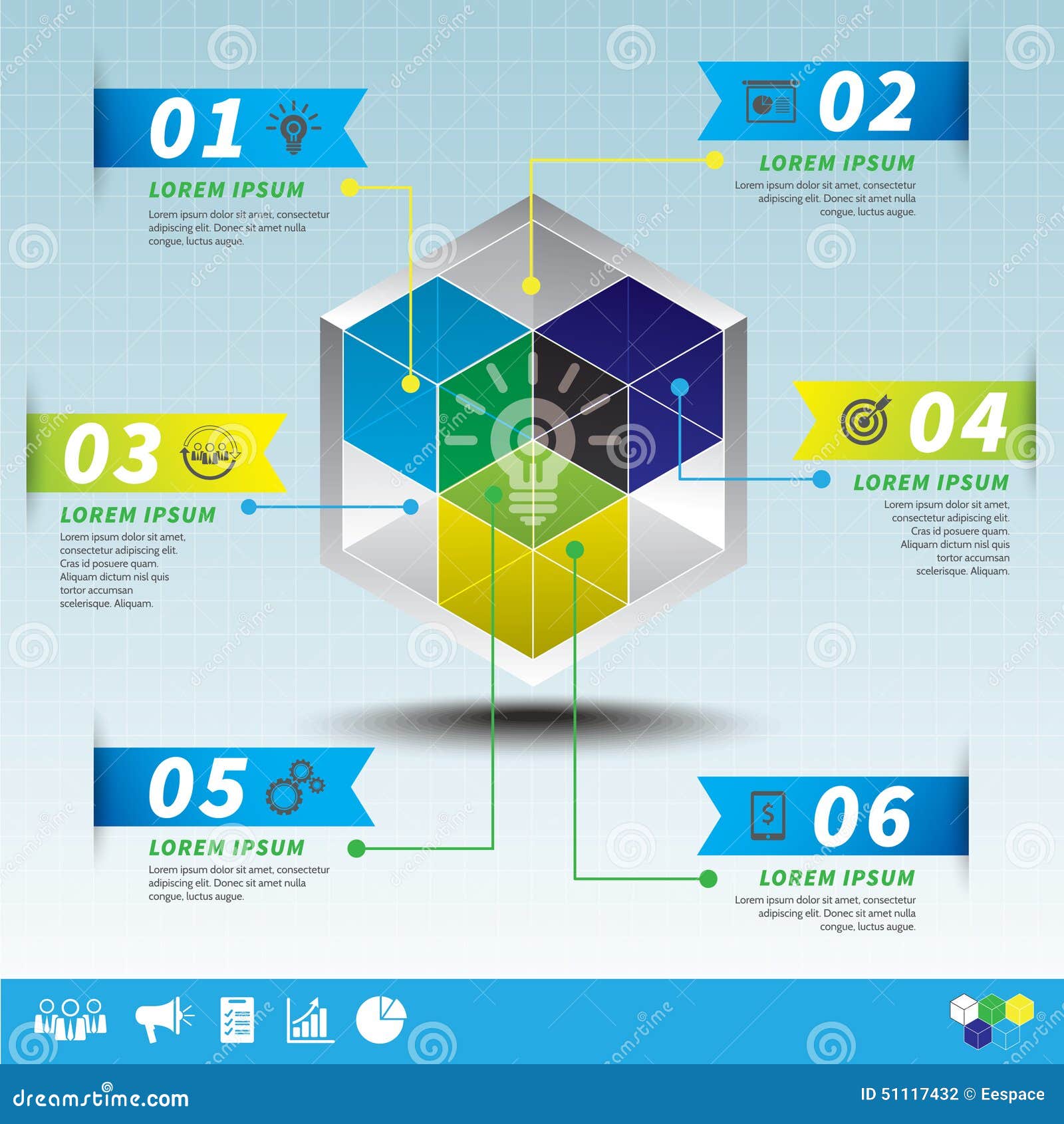 Cube Template. Color Stripes Background. Cartoon Vector | CartoonDealer ...