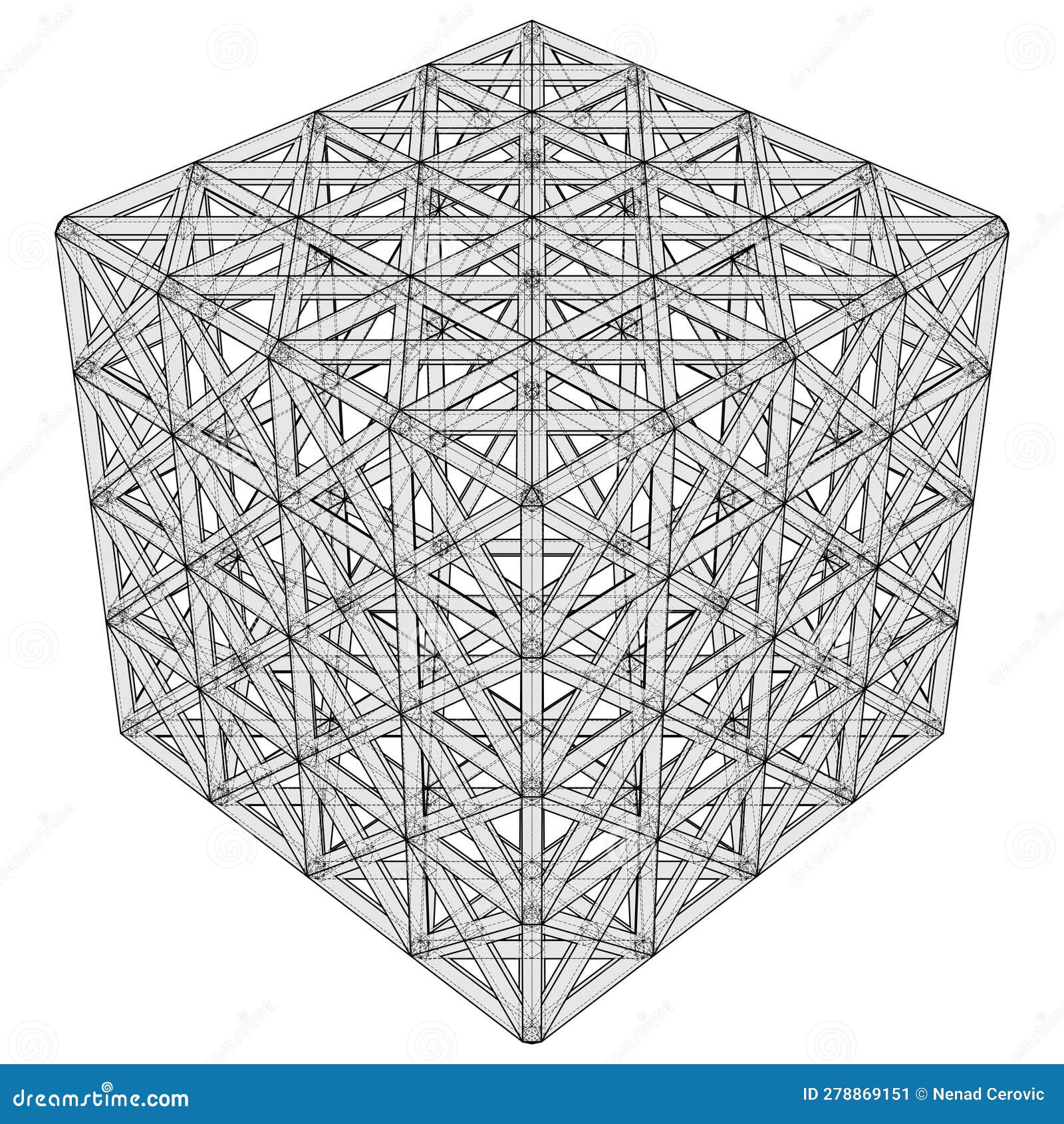 Cube Cage Shape Vector. Illustration Isolated on White Background. a ...