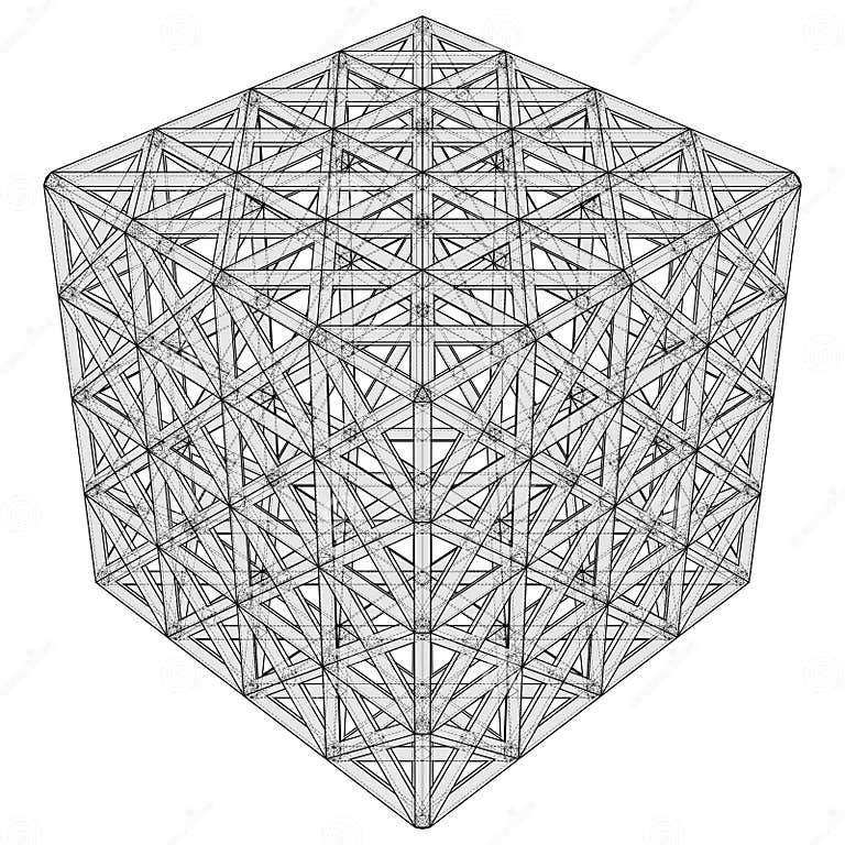Cube Cage Shape Vector. Illustration Isolated on White Background. a ...