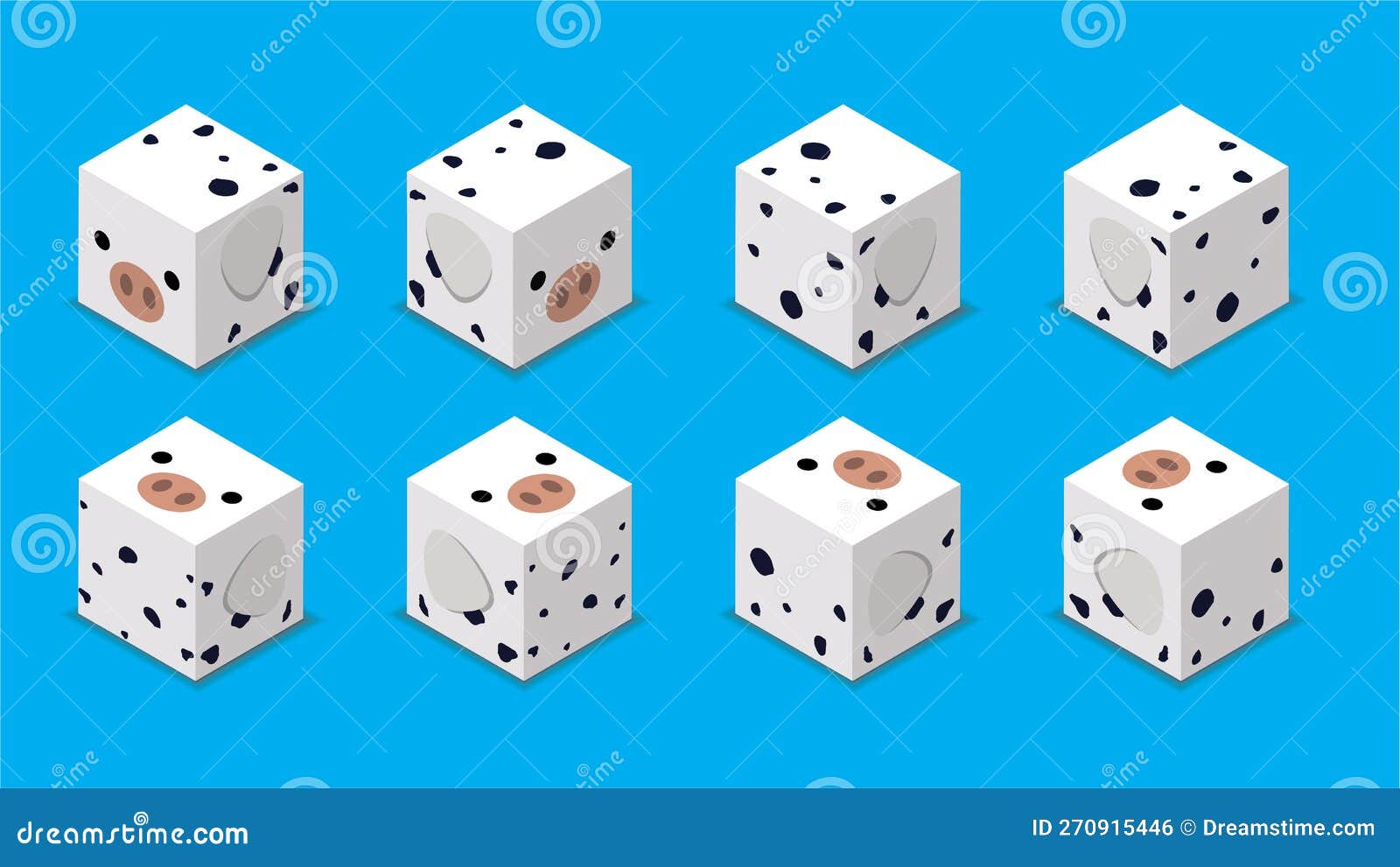 Animal Dice 3D Character Animal Spotted Pig Cartoon Vector Stock Vector ...