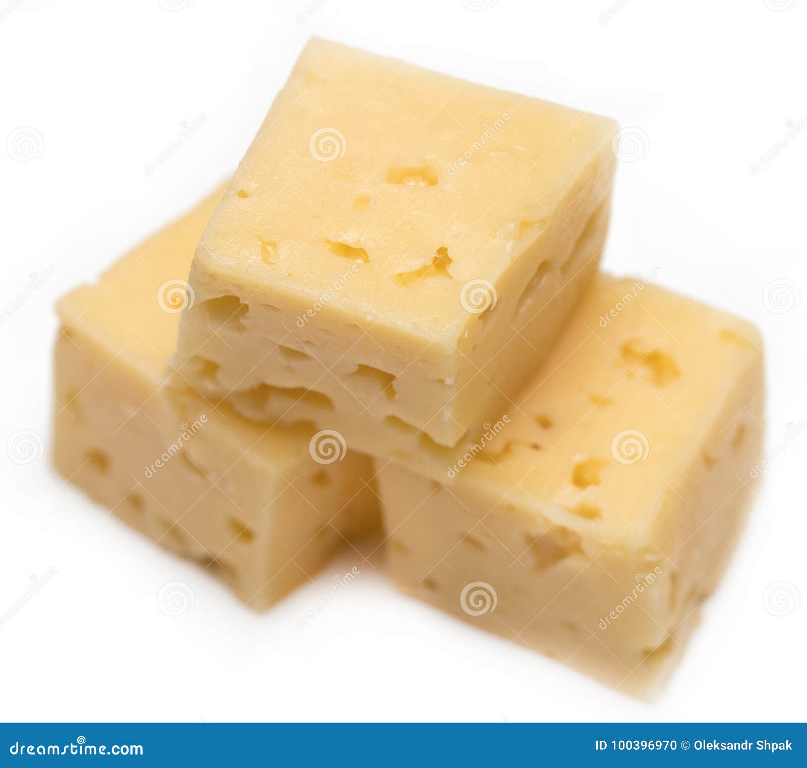 Cube Of Cheese Isolated On A White Background. Collection. With ...