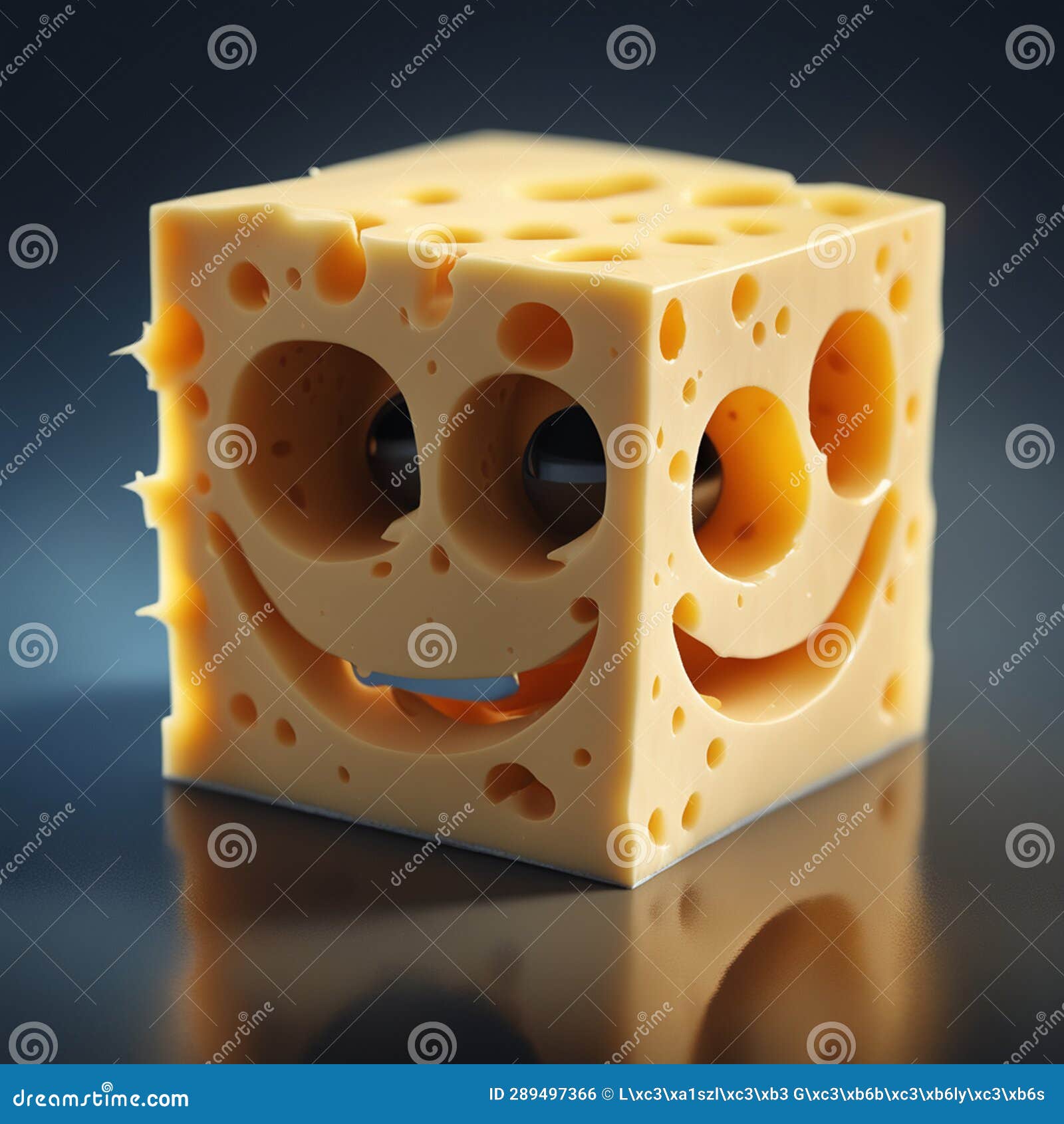 A Cube of Cheese with Laughing Holes on All Sides. Stock Illustration ...