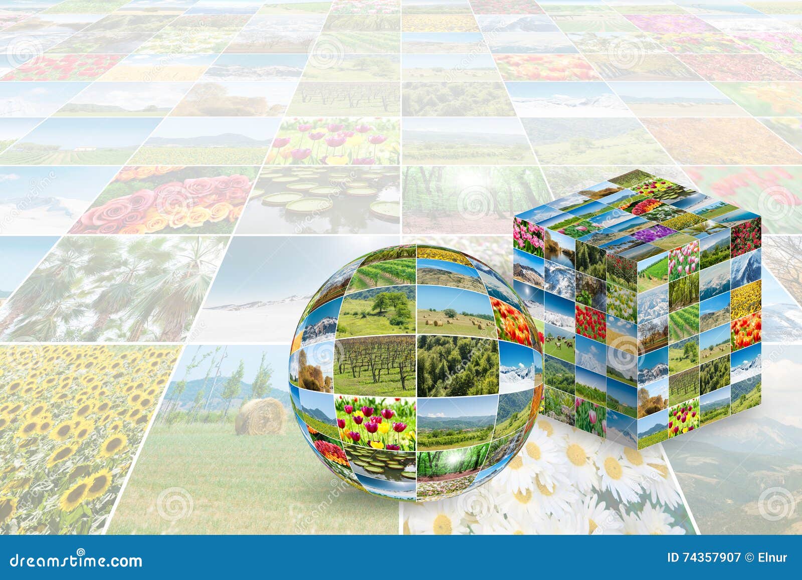 The Cube and Circle Made from Nature Photos Stock Image - Image of ...