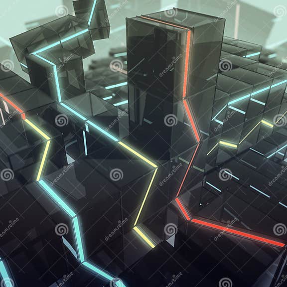 Cube city background stock illustration. Illustration of internet ...