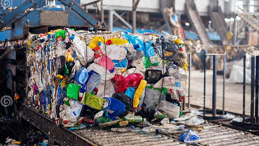Compressed Plastic Garbage at Waste Sorting Plant Stock Image - Image ...