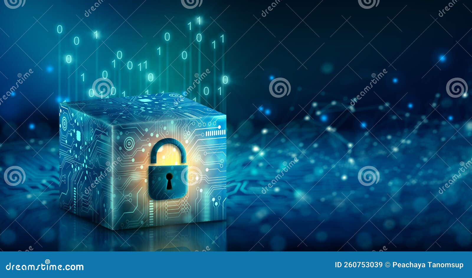 Cube Computing Technology With Padlock Cloud Data And Internet Security Stock Illustration