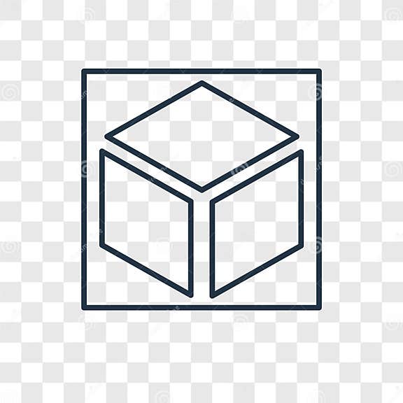 Cube Concept Vector Linear Icon Isolated on Transparent Background ...