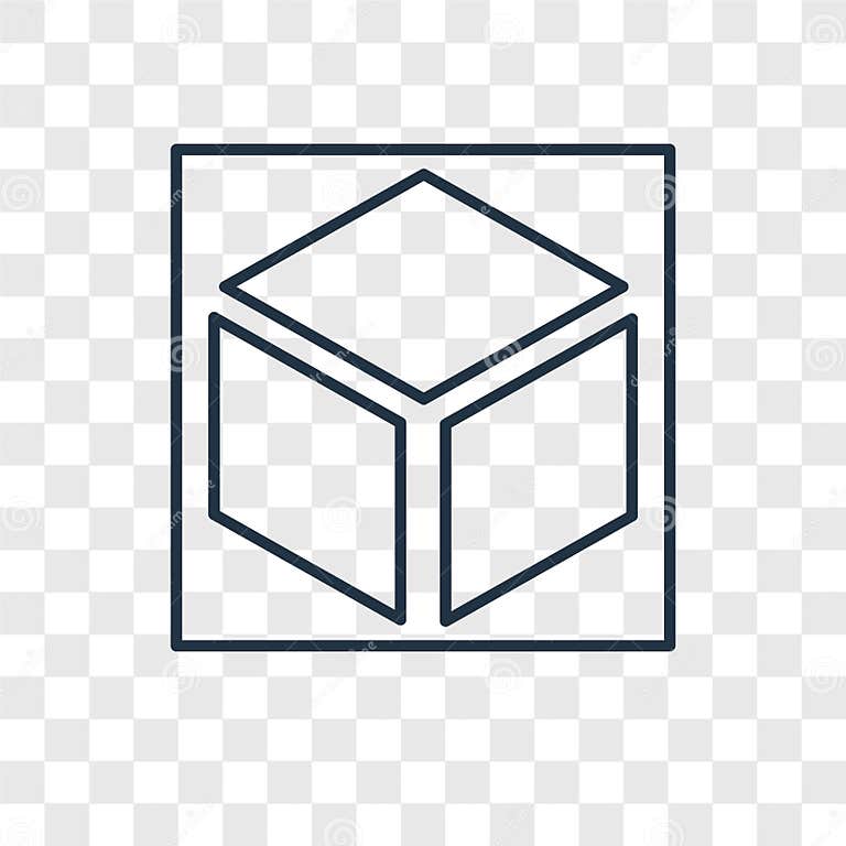 Cube Concept Vector Linear Icon Isolated on Transparent Background ...