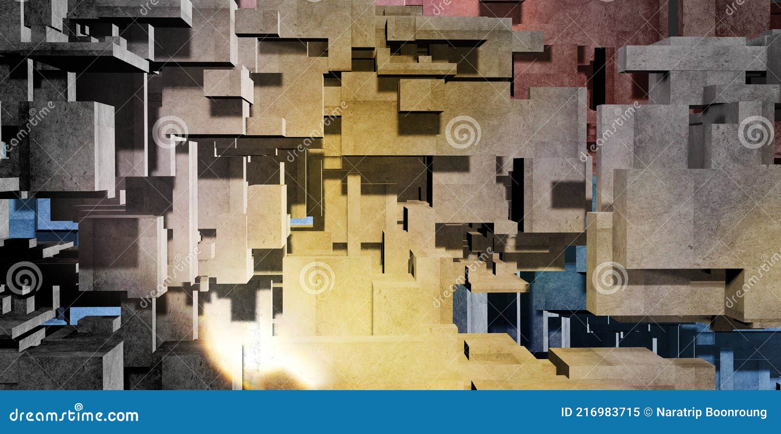 Cube Concrete Multicolored Background Architecture Polygon Geometry ...