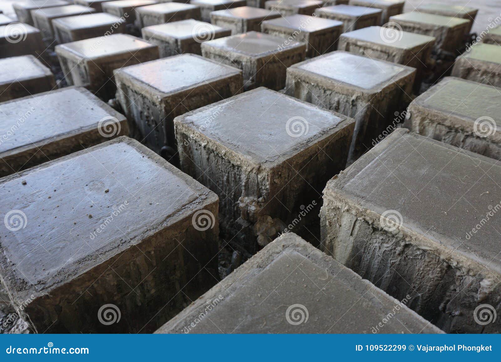 Cube Concrete Samples Casting by Steel Mould Stock Image - Image of ...