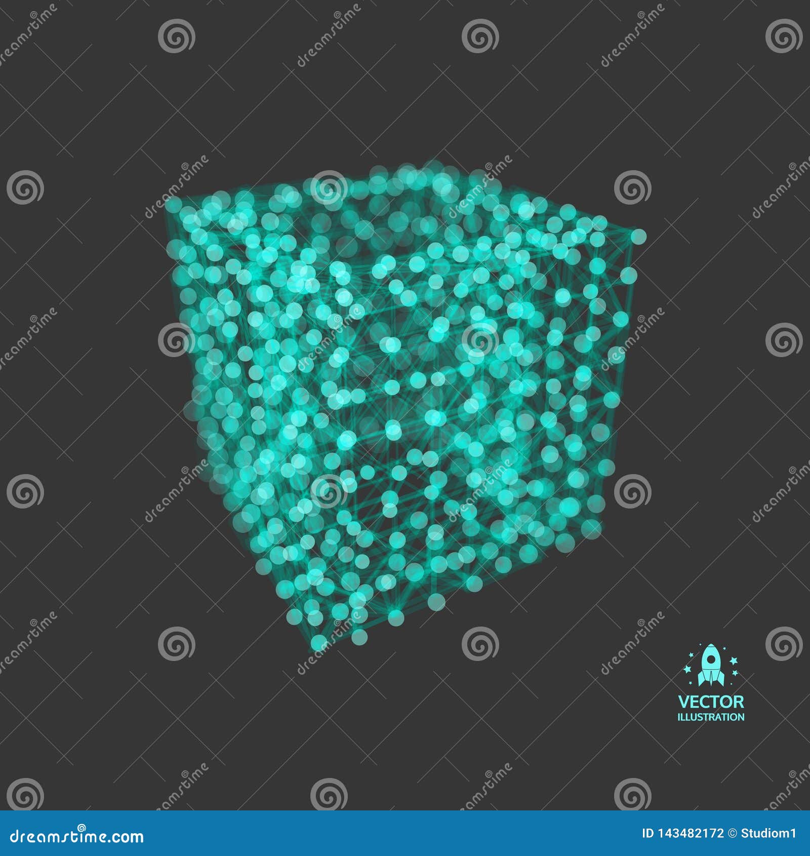 Cube. Connection Structure. 3D Grid Design. Molecular Lattice Vector ...