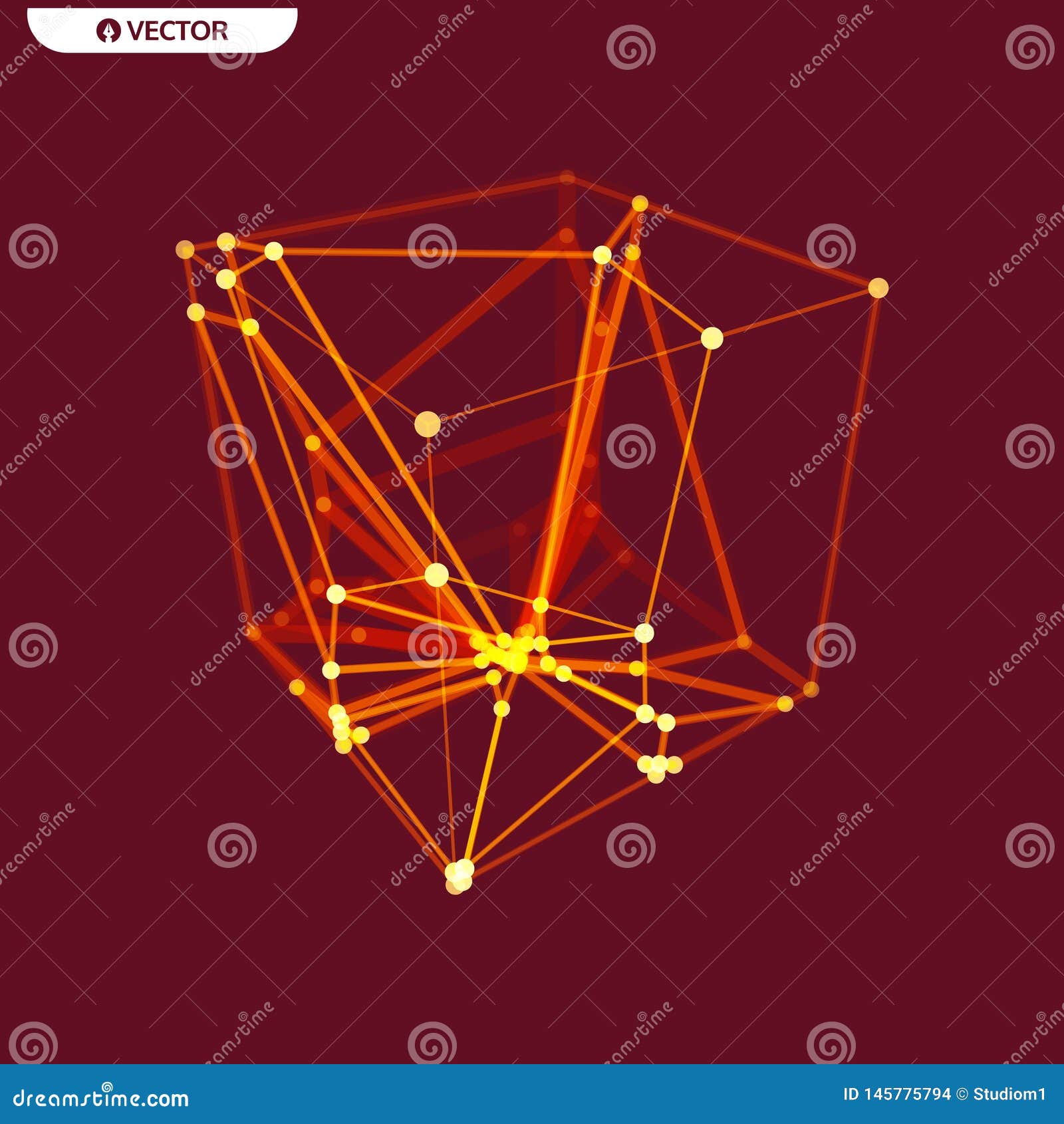 Cube Connection Structure 3d Grid Design Molecular Lattice Vector
