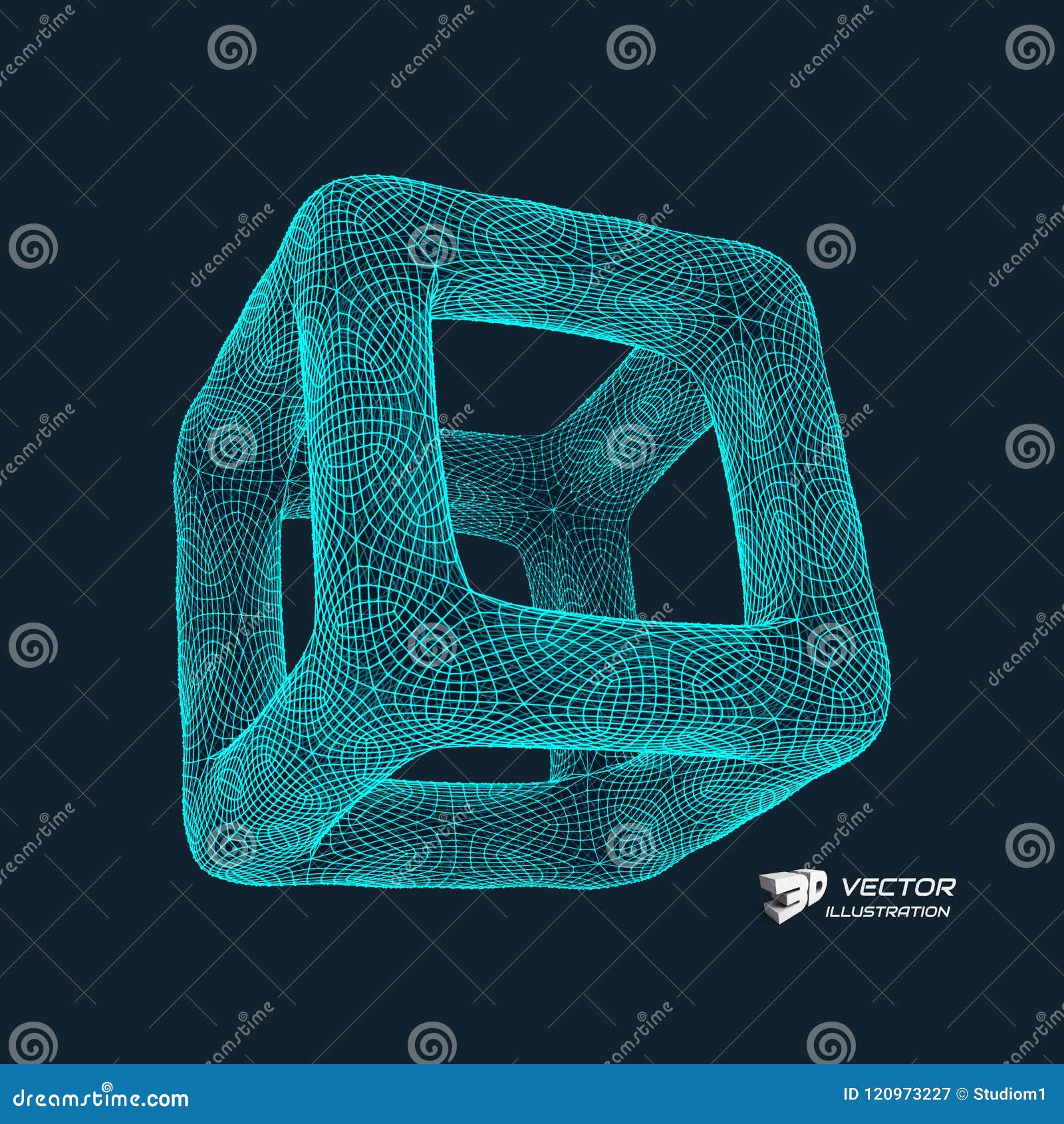 Cube Connection Structure 3d Grid Design Technology Style Stock Vector Illustration Of