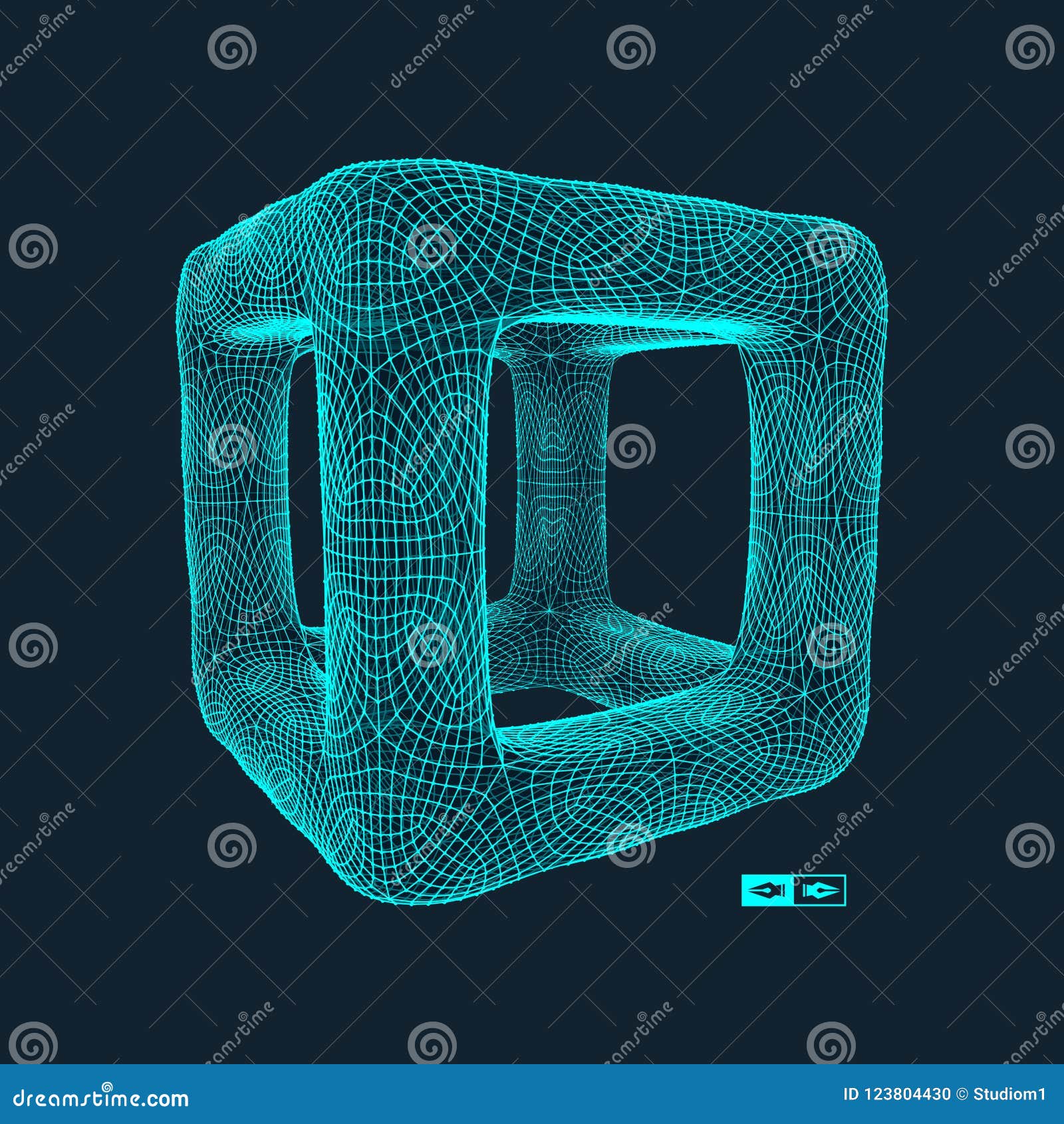 Cube. Connection Structure. 3d Grid Design. Technology Style Stock ...