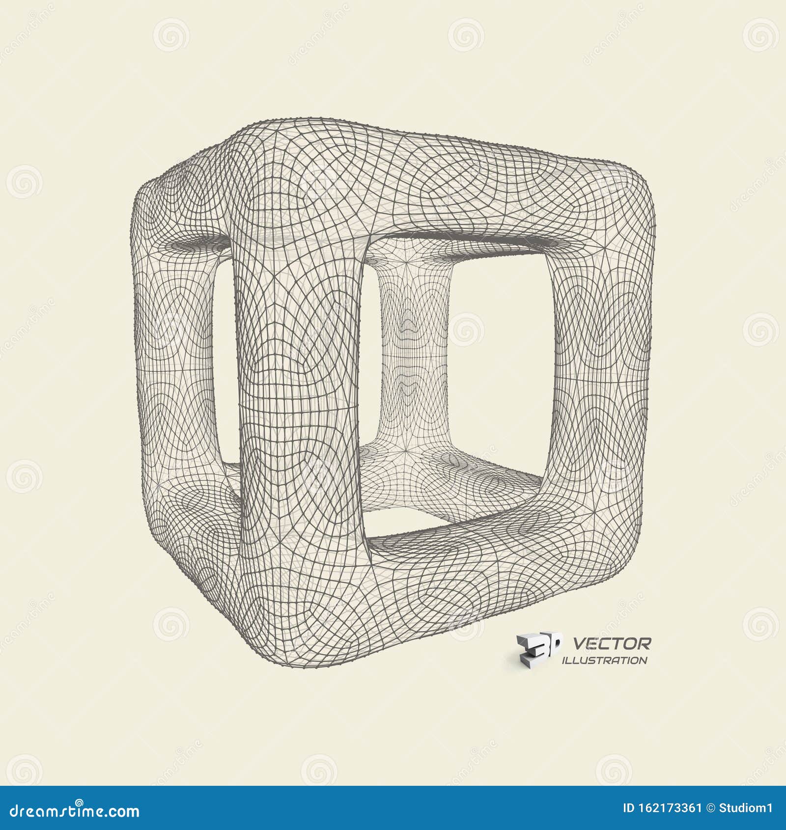 Cube Connection Structure 3d Grid Design Technology Style Stock Vector Illustration Of