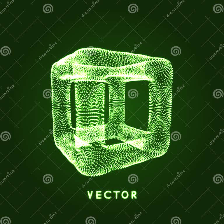 The Cube Consisting of Points. Connection Structure. 3d Grid Design ...
