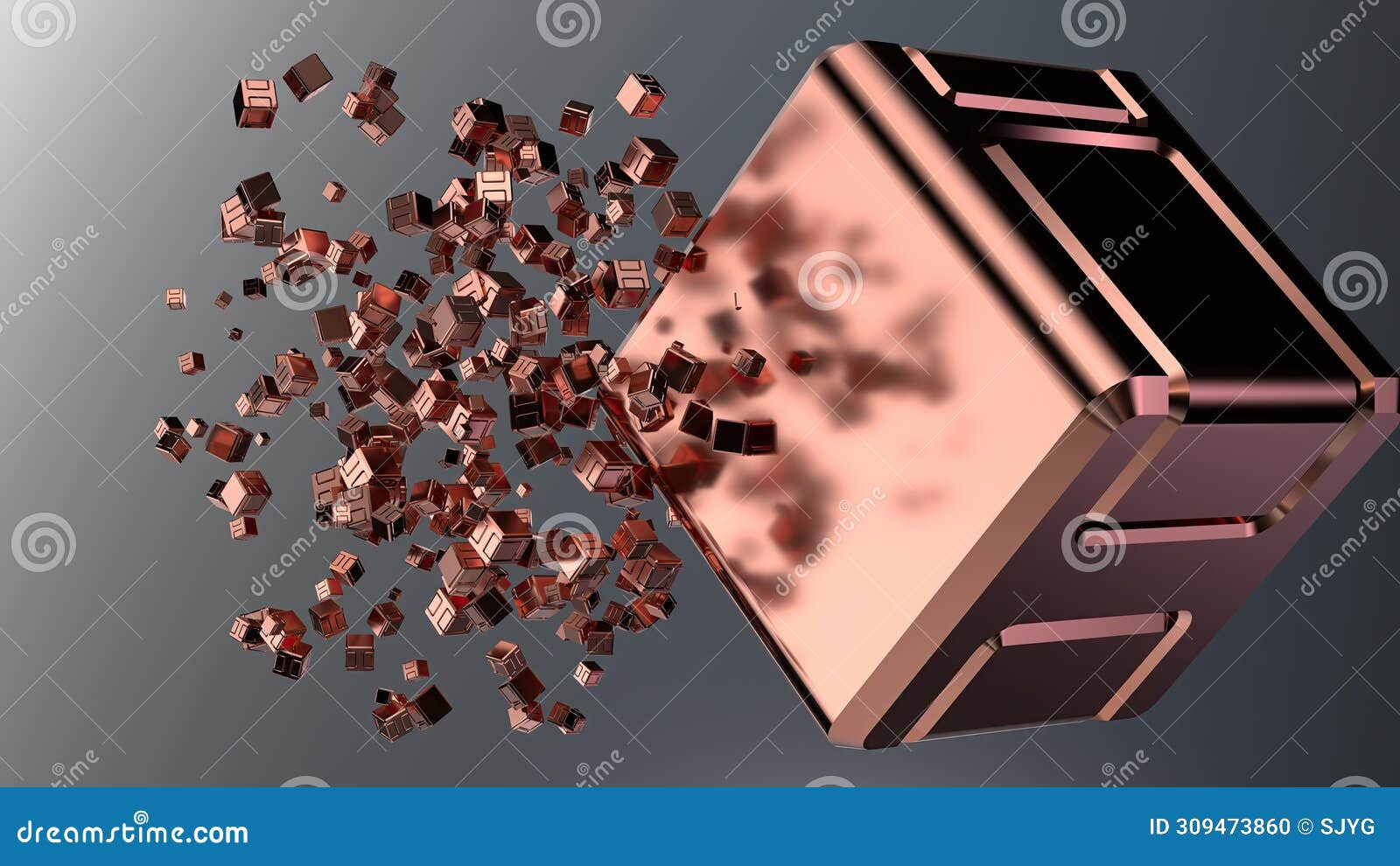 Cube Copper Metal Lump Design Elements Geometry Elegant Modern 3D ...