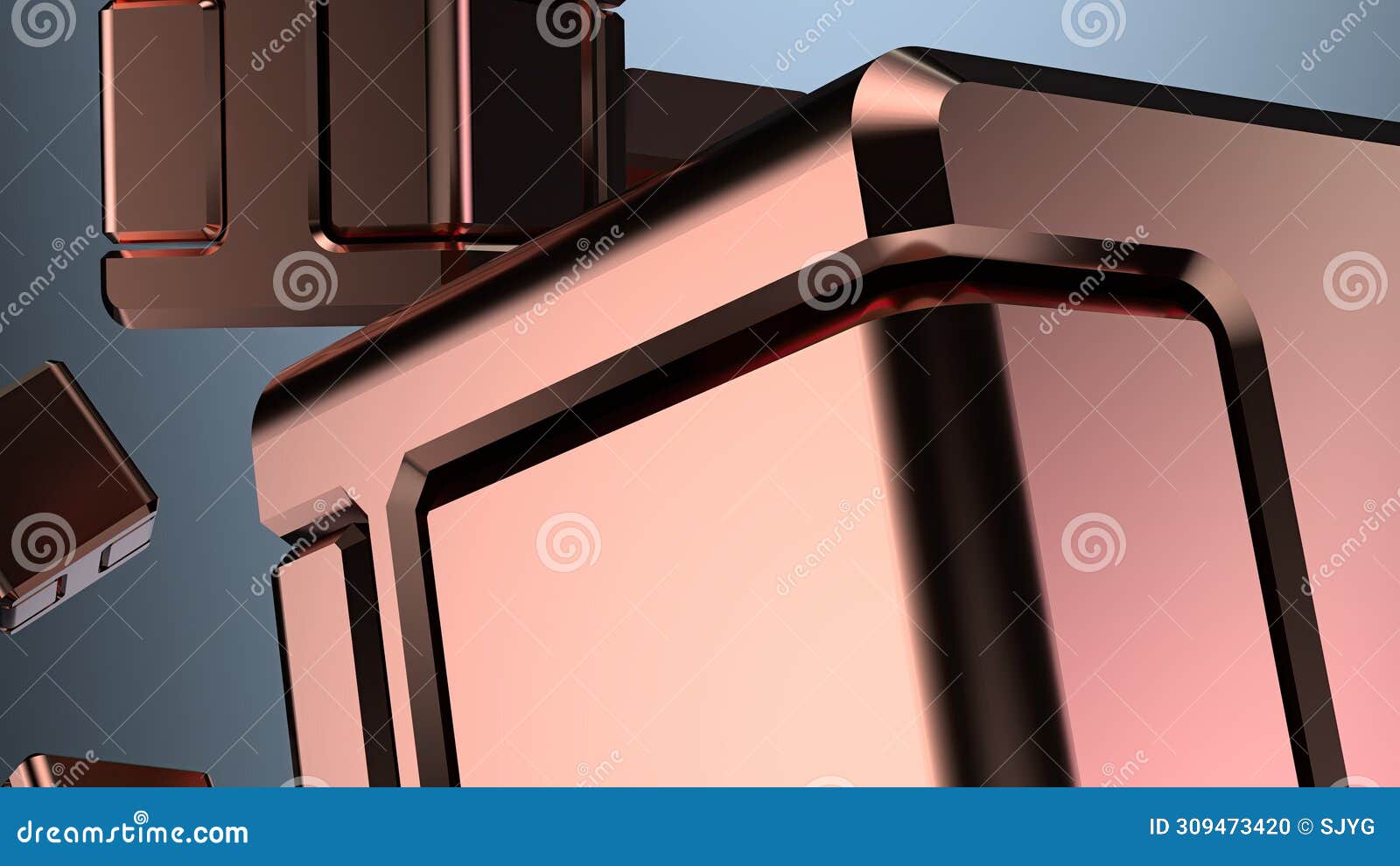 Cube Copper Metal Lump Design Elements Shape Elegant Modern 3D ...