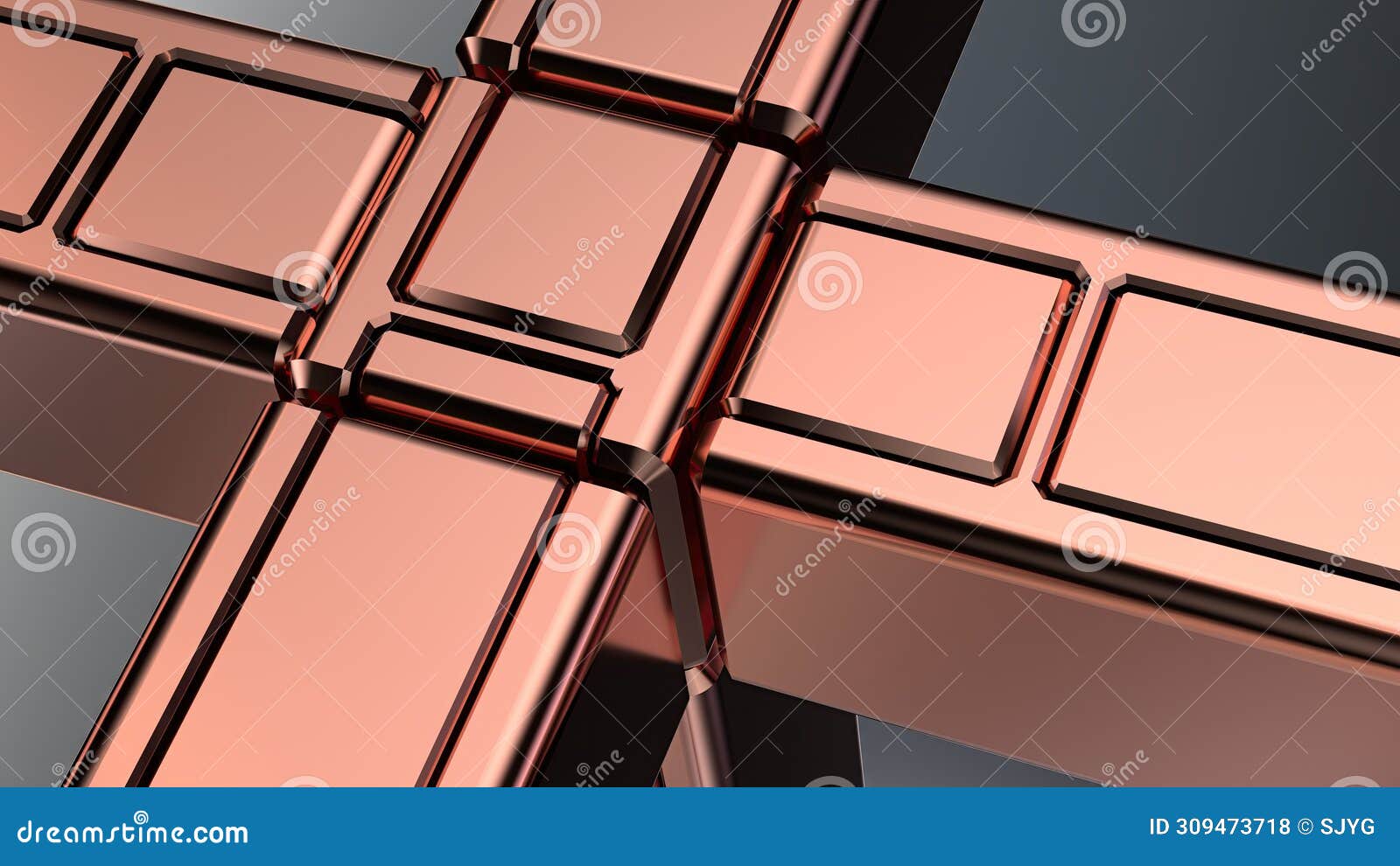 Cube Copper Metal Lump Design Elements Shape Elegant Modern 3D ...