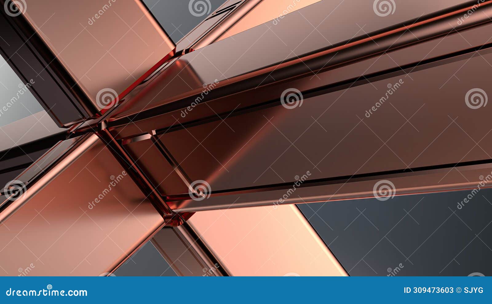 Cube Copper Metal Lump Shape Structure Elegant Modern 3D Rendering ...