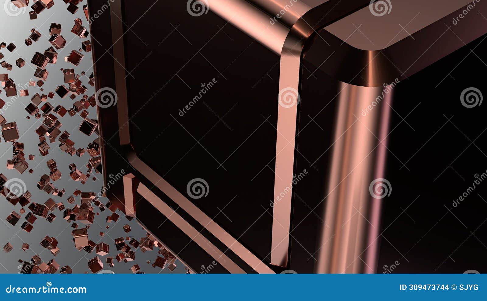 Cube Copper Metal Lump Shape Structure Elegant Modern 3D Rendering ...