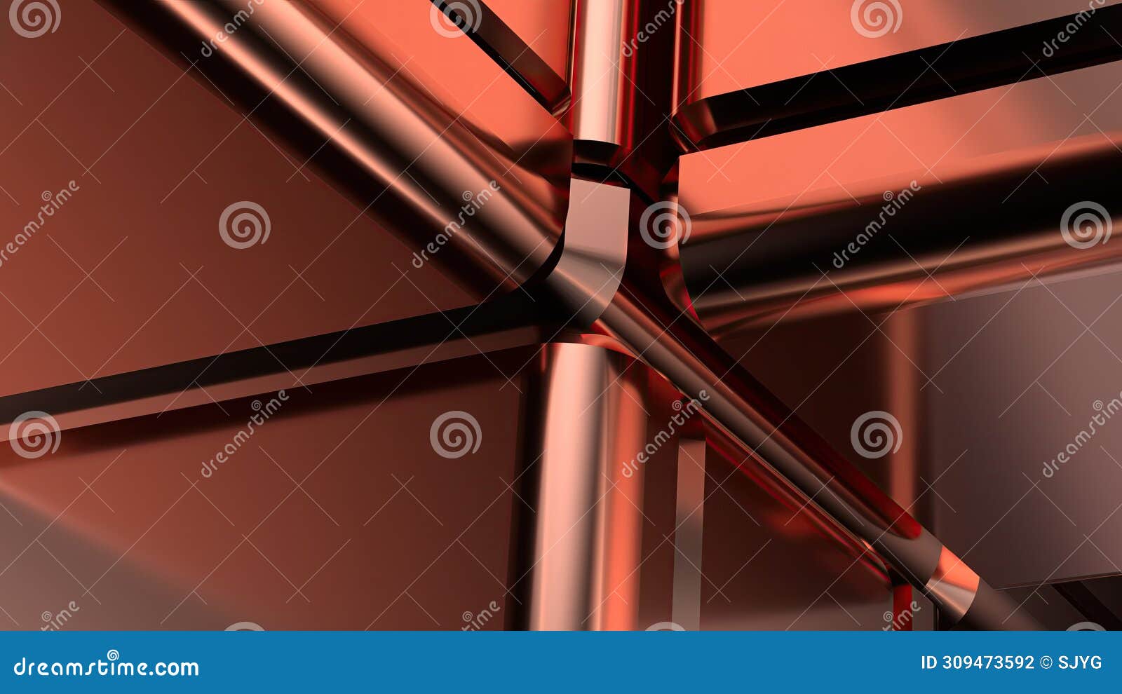 Cube Copper Metal Lump Shape Shape Elegant Modern 3D Rendering Abstract ...