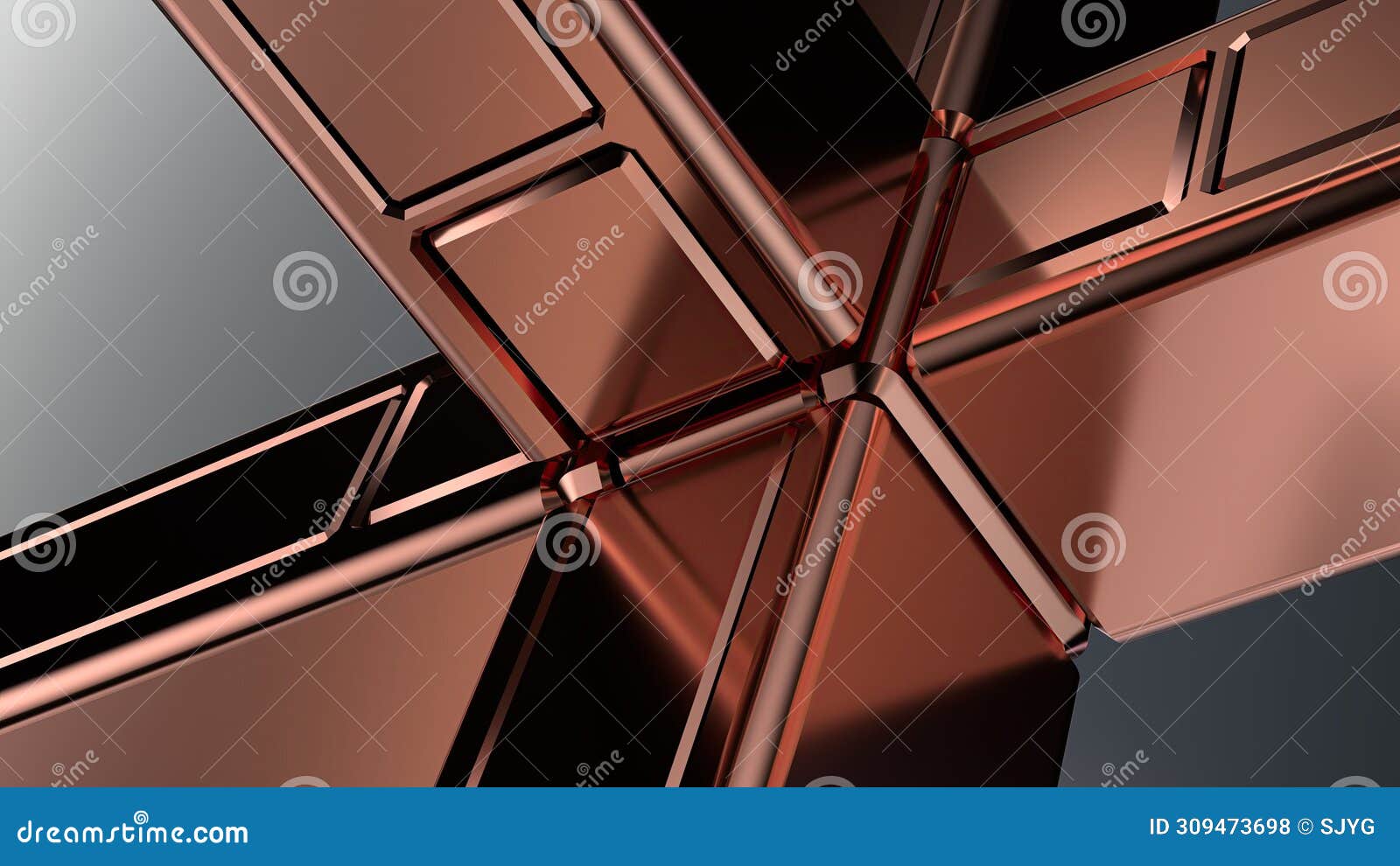 Cube Copper Metal Lump Geometry Structure Elegant Modern 3D Rendering ...