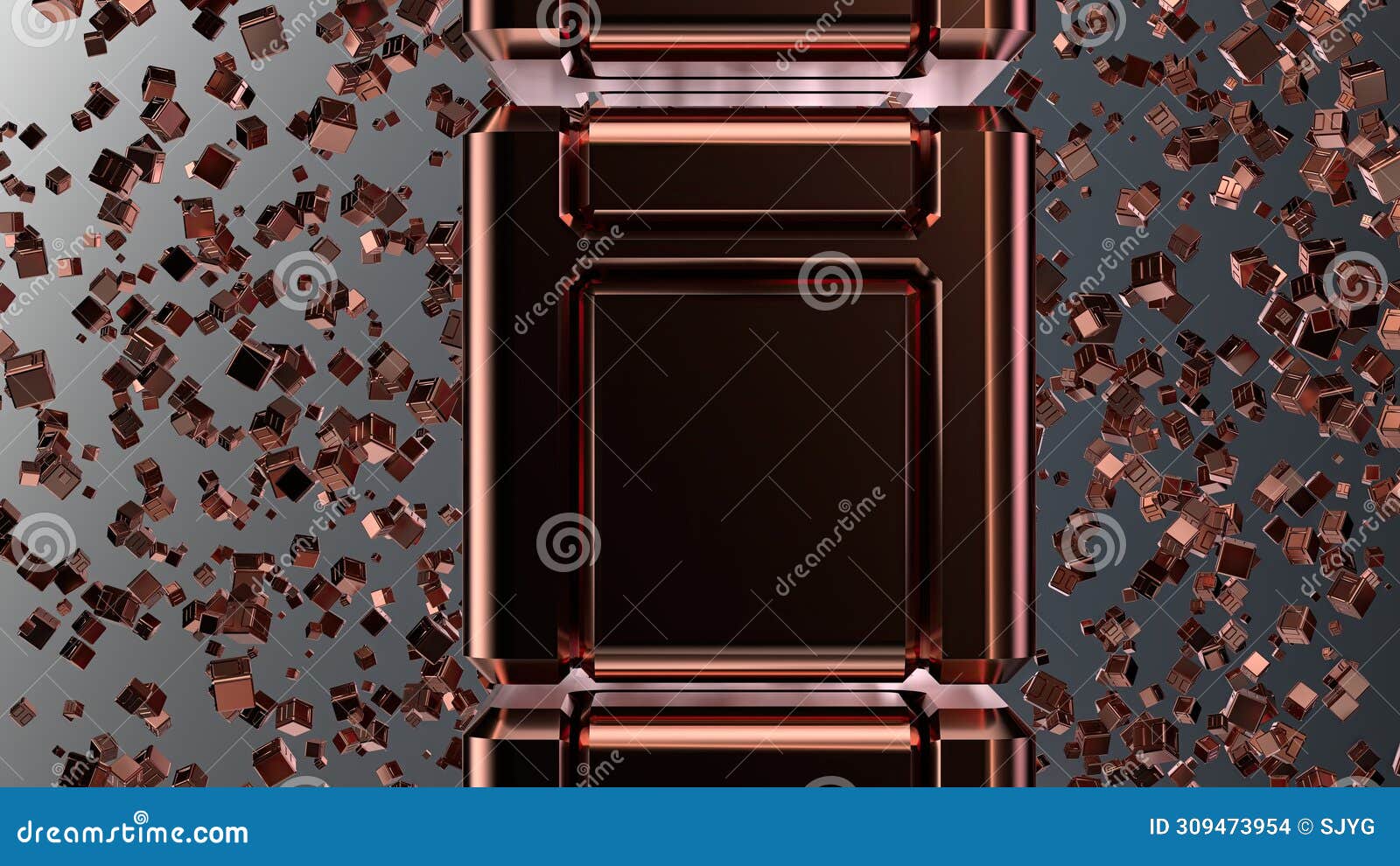 Cube Copper Metal Lump Shape Structure Elegant Modern 3D Rendering ...