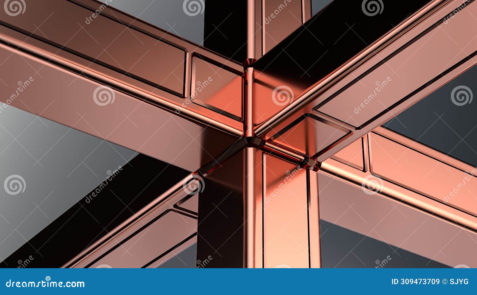 Cube Copper Metal Lump Shape Shape Elegant Modern 3D Rendering Abstract ...