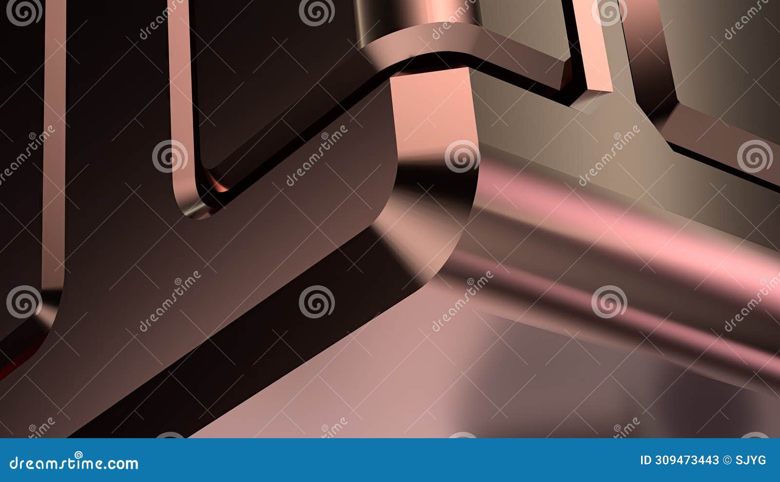 Cube Copper Metal Lump Shape Geometry Elegant and Modern 3D Rendering ...