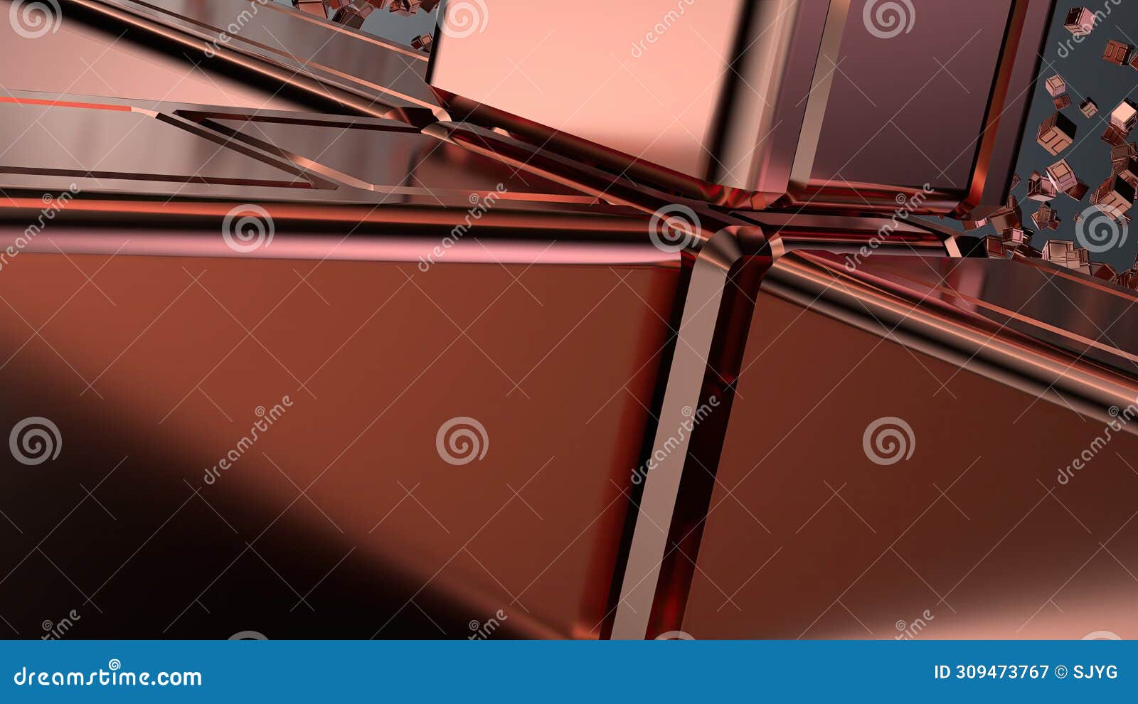 Cube Copper Metal Lump Shape Structure Elegant Abstract Background with ...