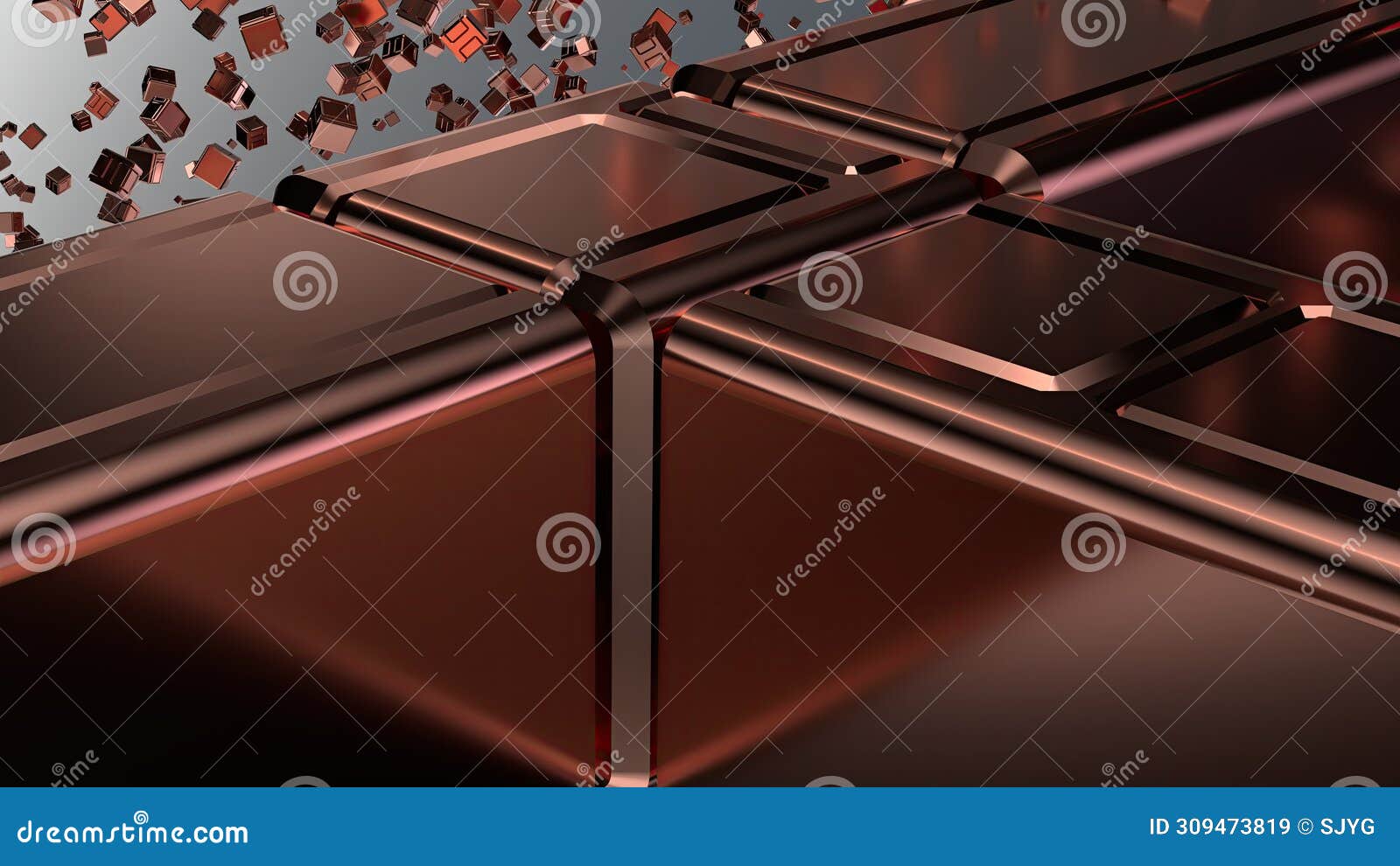 Cube Copper Metal Lump Shape Structure Elegant Modern 3D Rendering ...