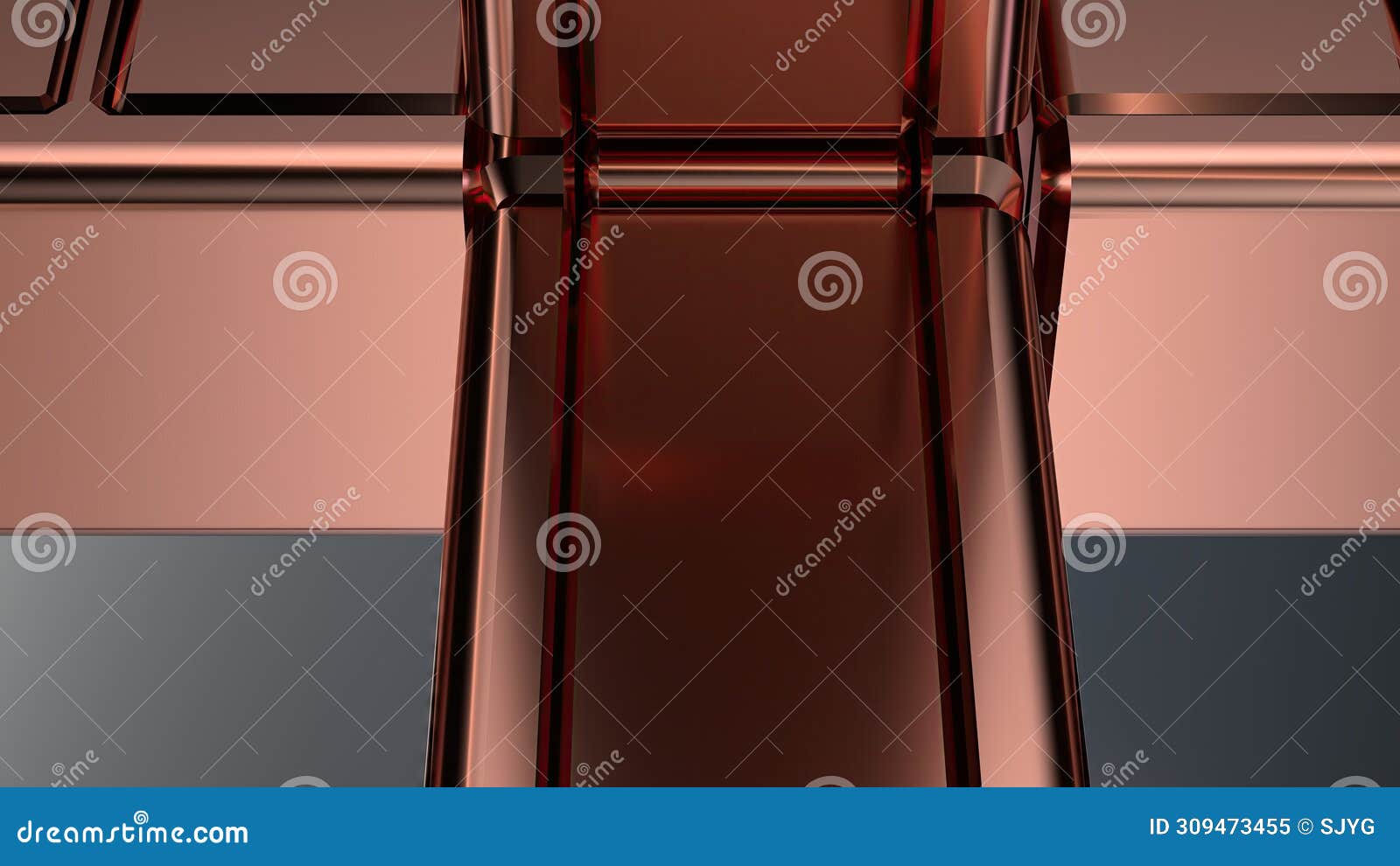 Cube Copper Metal Lump Shape Structure Elegant Modern 3D Rendering ...