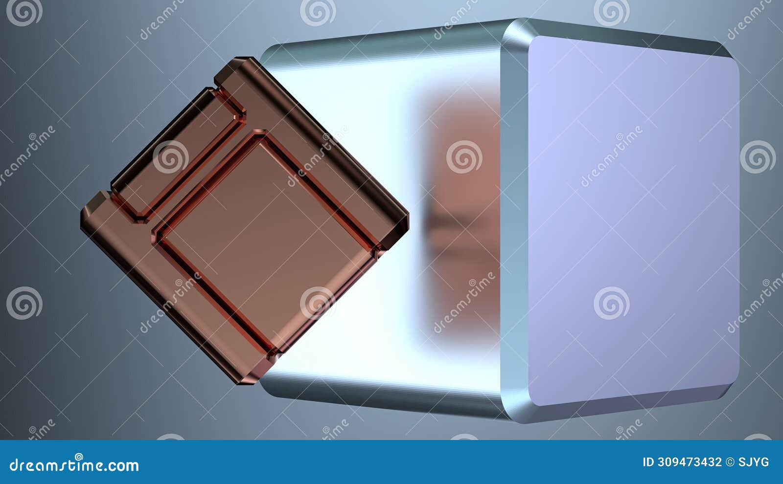 Cube Copper Metal Lump Shape Shape Elegant Modern 3D Rendering Abstract ...