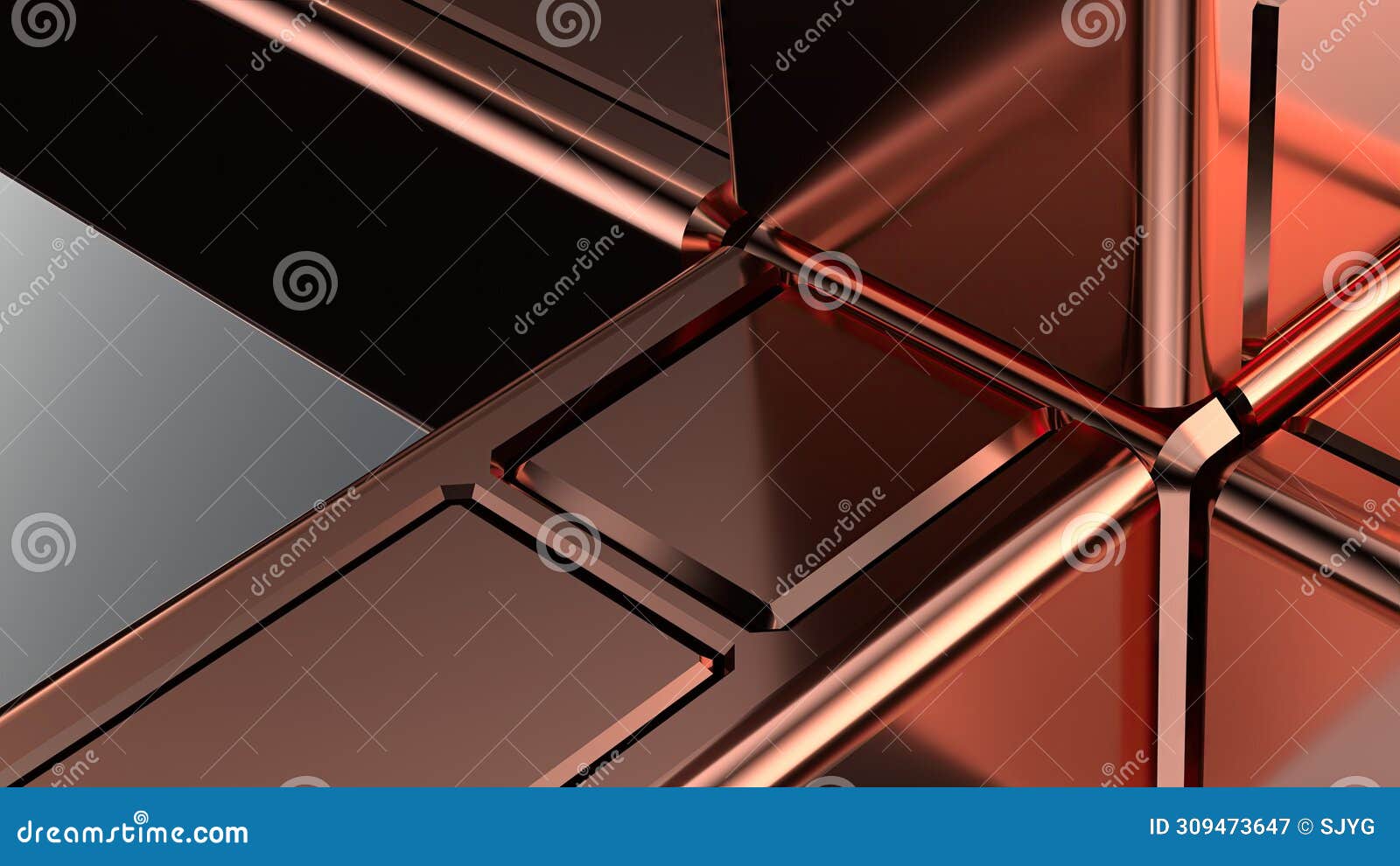 Cube Copper Metal Lump Structure Shape Elegant Modern 3D Rendering ...