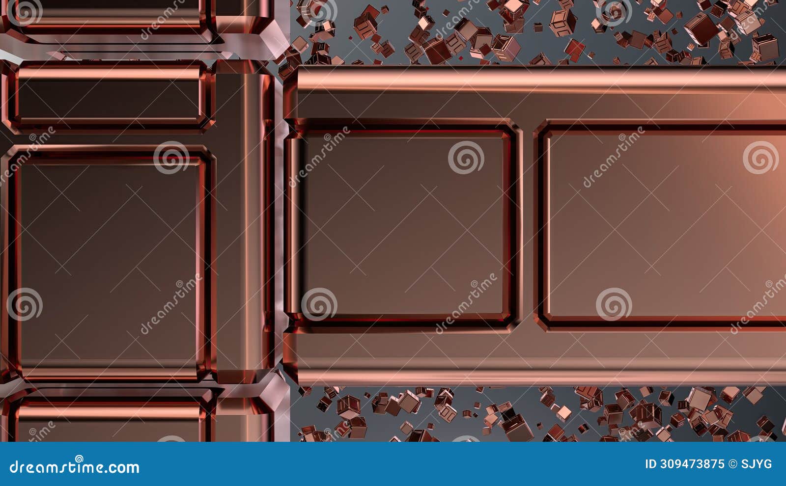 Cube Copper Metal Lumps Structure Scientific Elegant Modern 3D ...