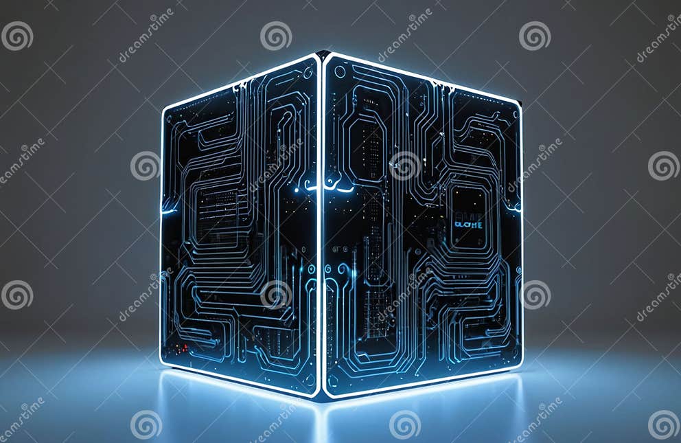 A Cube Covered with Electrical Circuits Stock Illustration ...