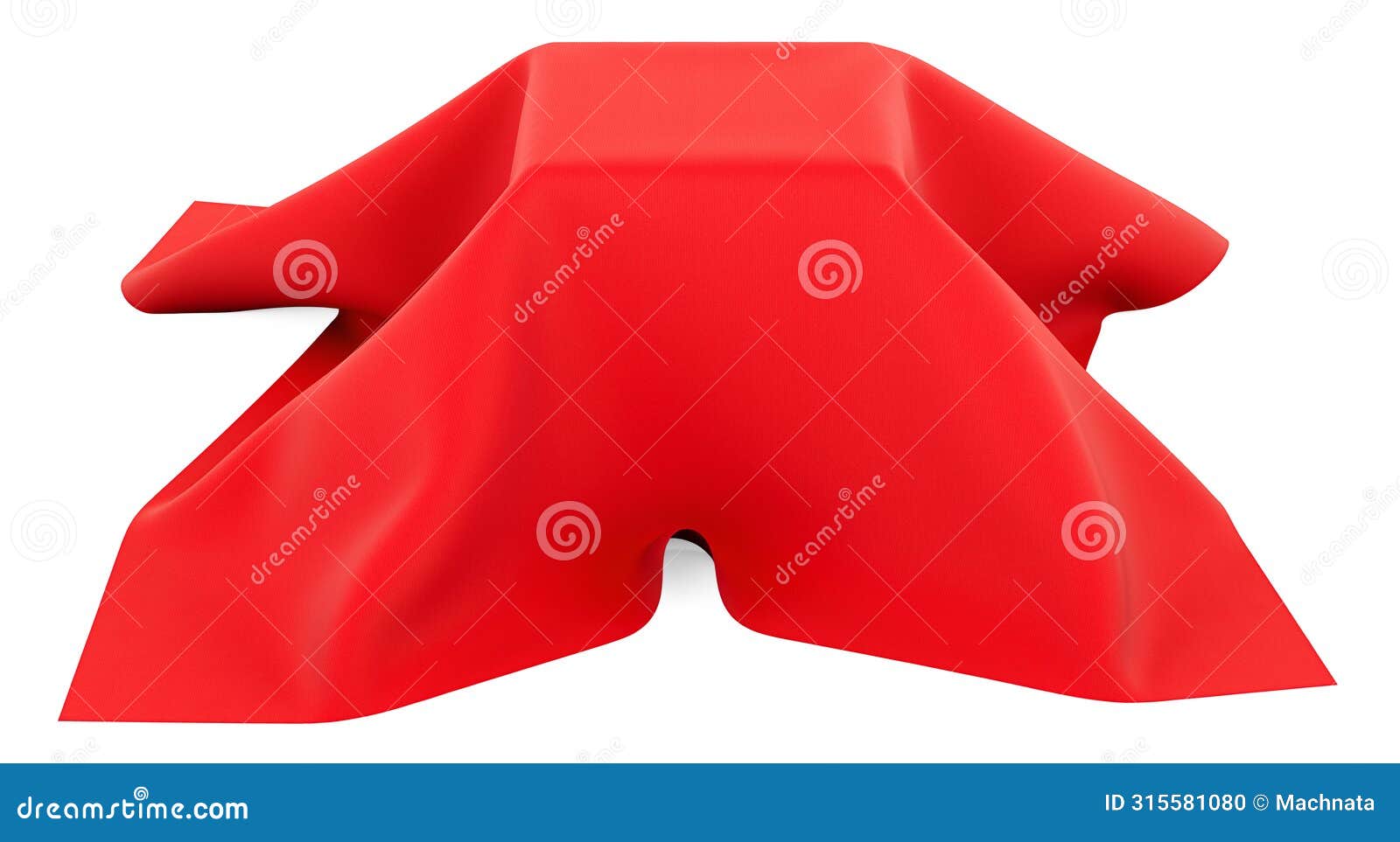 Cube Or Box Covered Flying Blue Silk Fabric On White Background. Secret ...