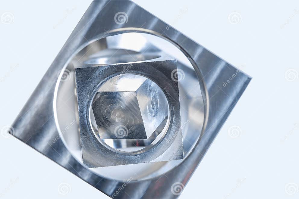 Cube in Cube, Workpiece on a CNC Milling Machine Stock Image - Image of ...