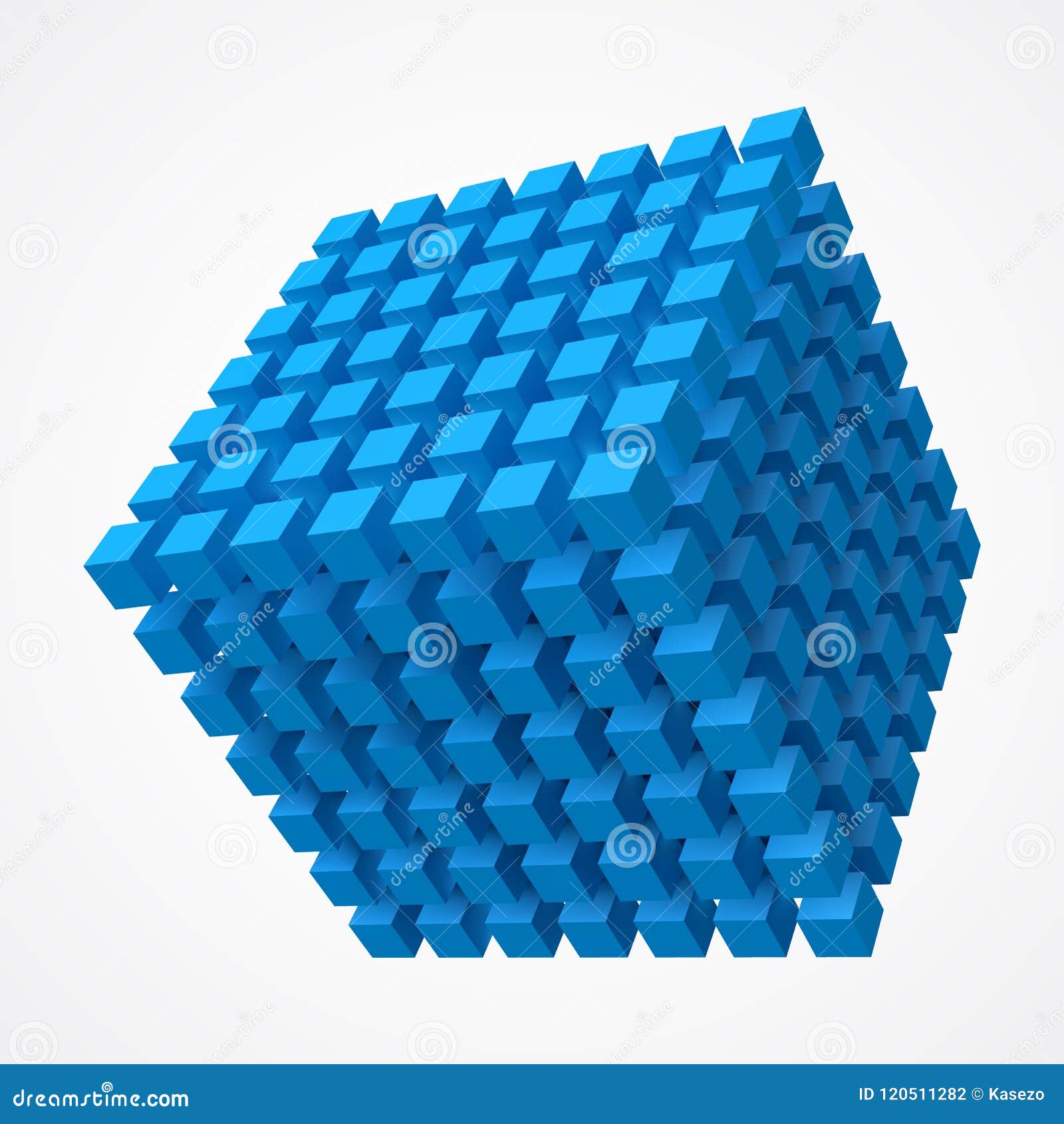 Cube of Cubes, Blue Version 3d Style Vector Illustration Stock Vector ...
