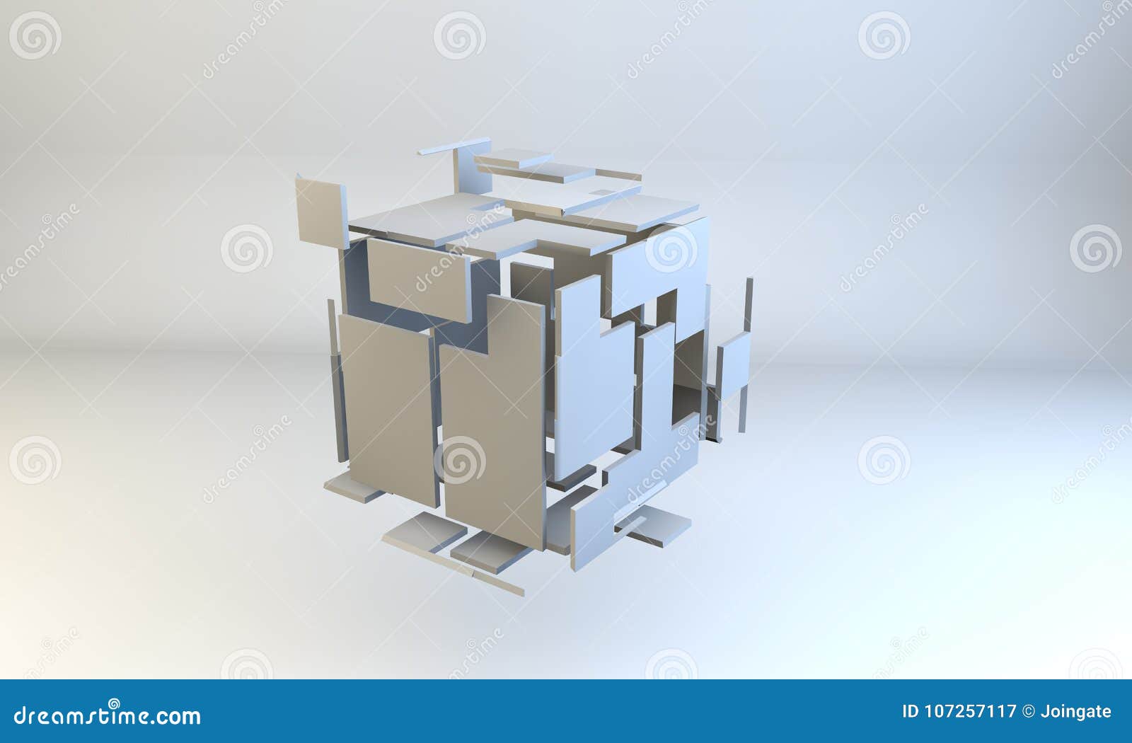 Exploding Cube, Metaphor for Thinking Out of the Box Stock Illustration ...