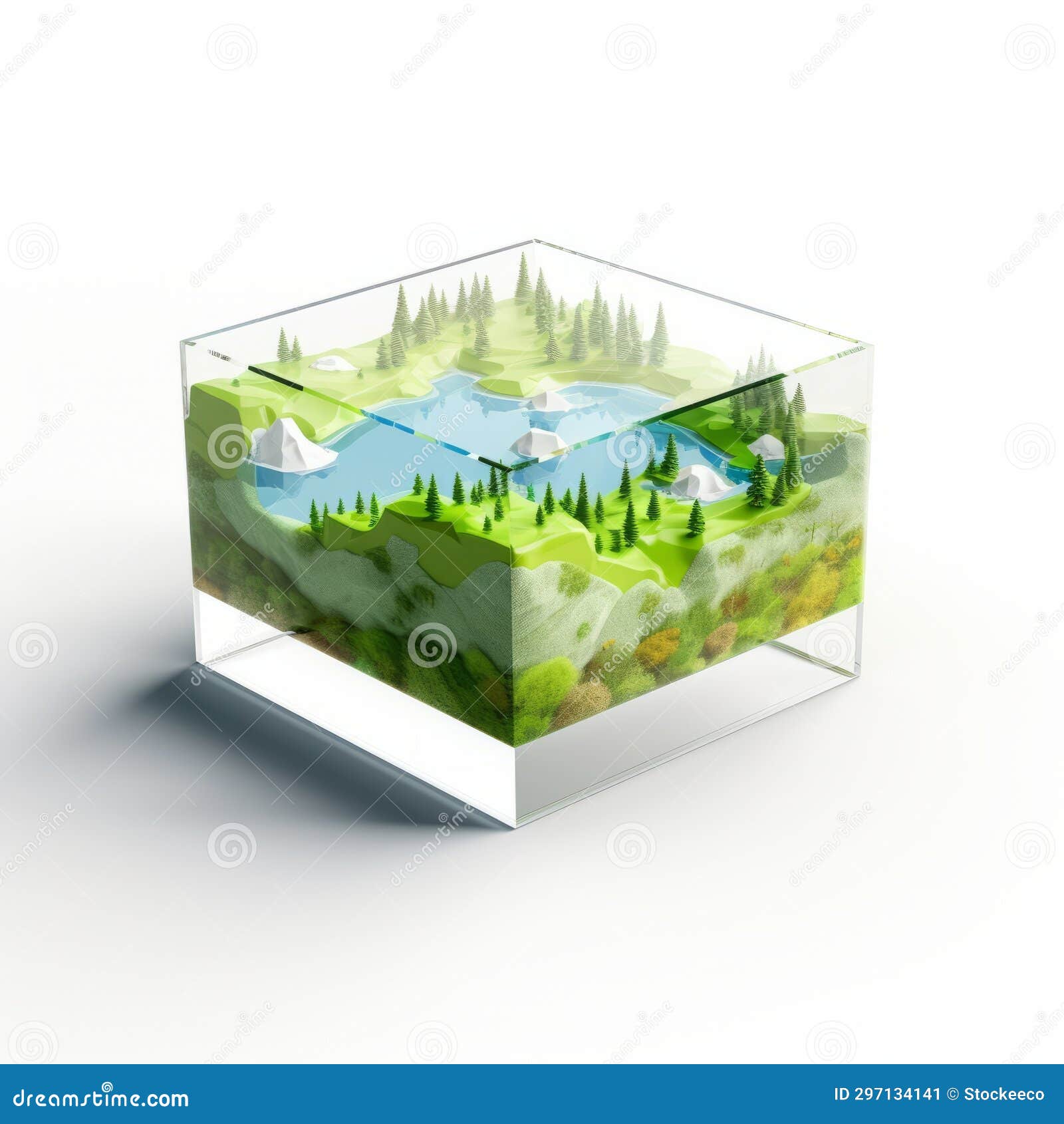 Imaginative 3d Landscape Model on Transparent Glass - Crystalcore Stock ...