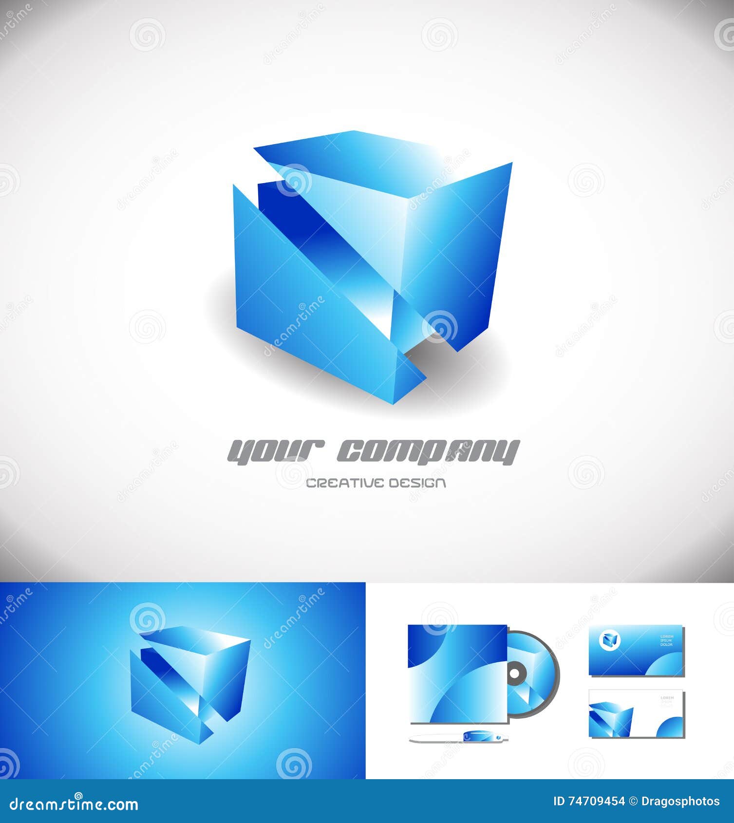 Cube 3d Logo Design Blue Icon Stock Vector - Illustration of concept ...