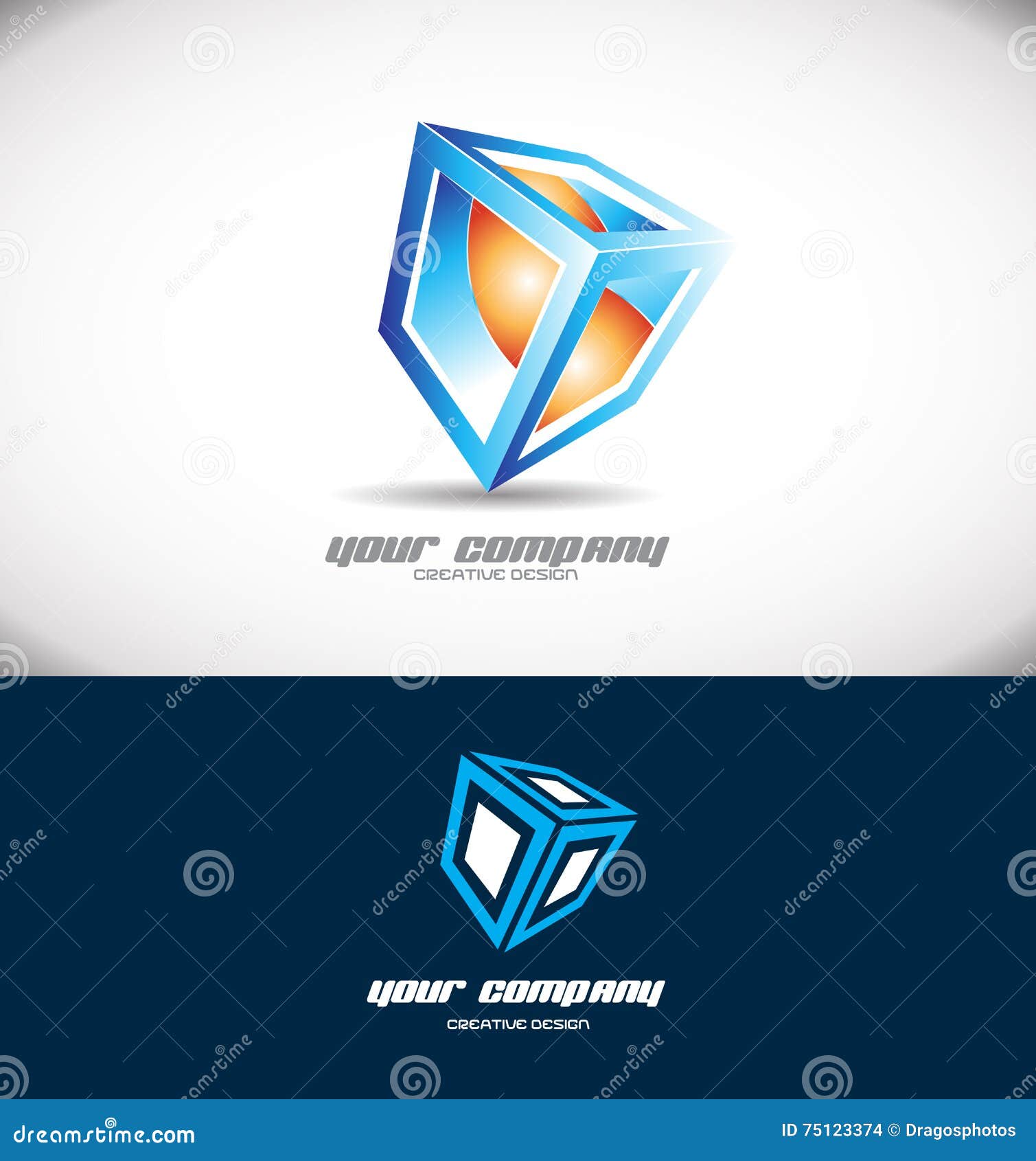 Cube 3d logo design stock vector. Illustration of label - 75123374