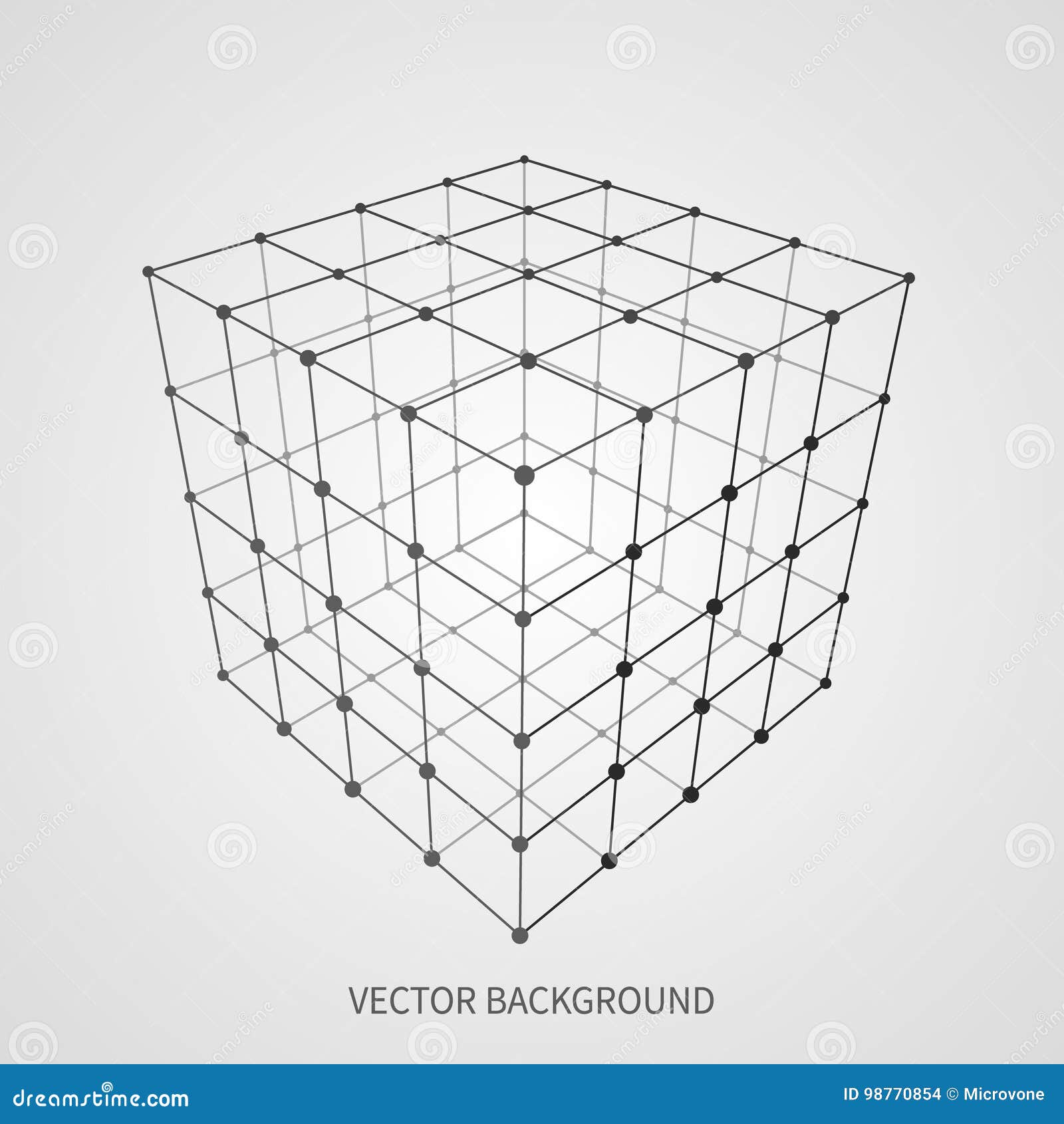 Cube 3d Mesh Wireframe Web And Data Connection Vector Concept Stock