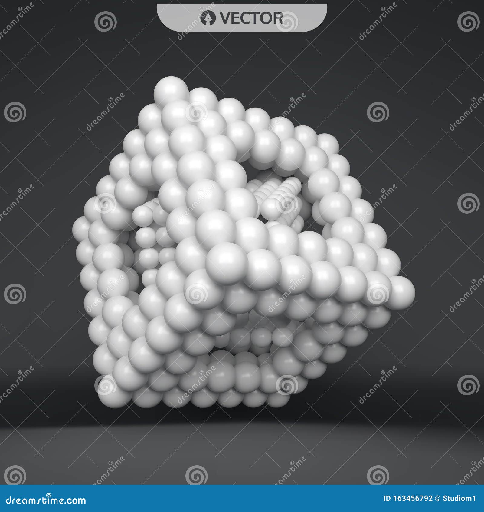 Cube. 3d Spheres Composition. Concept for Science, Education and ...