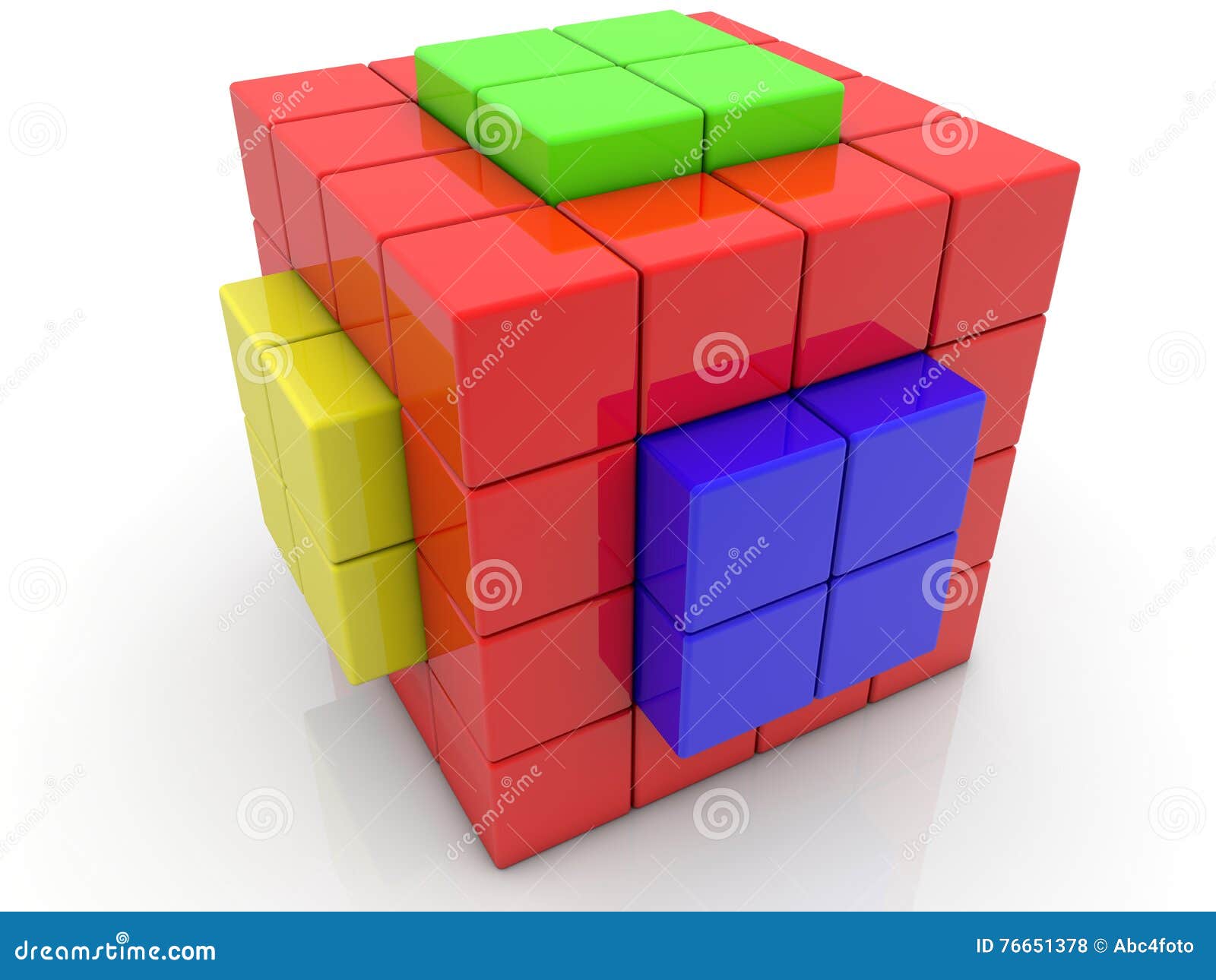 Cube Divided into Cubes on White Stock Illustration - Illustration of ...