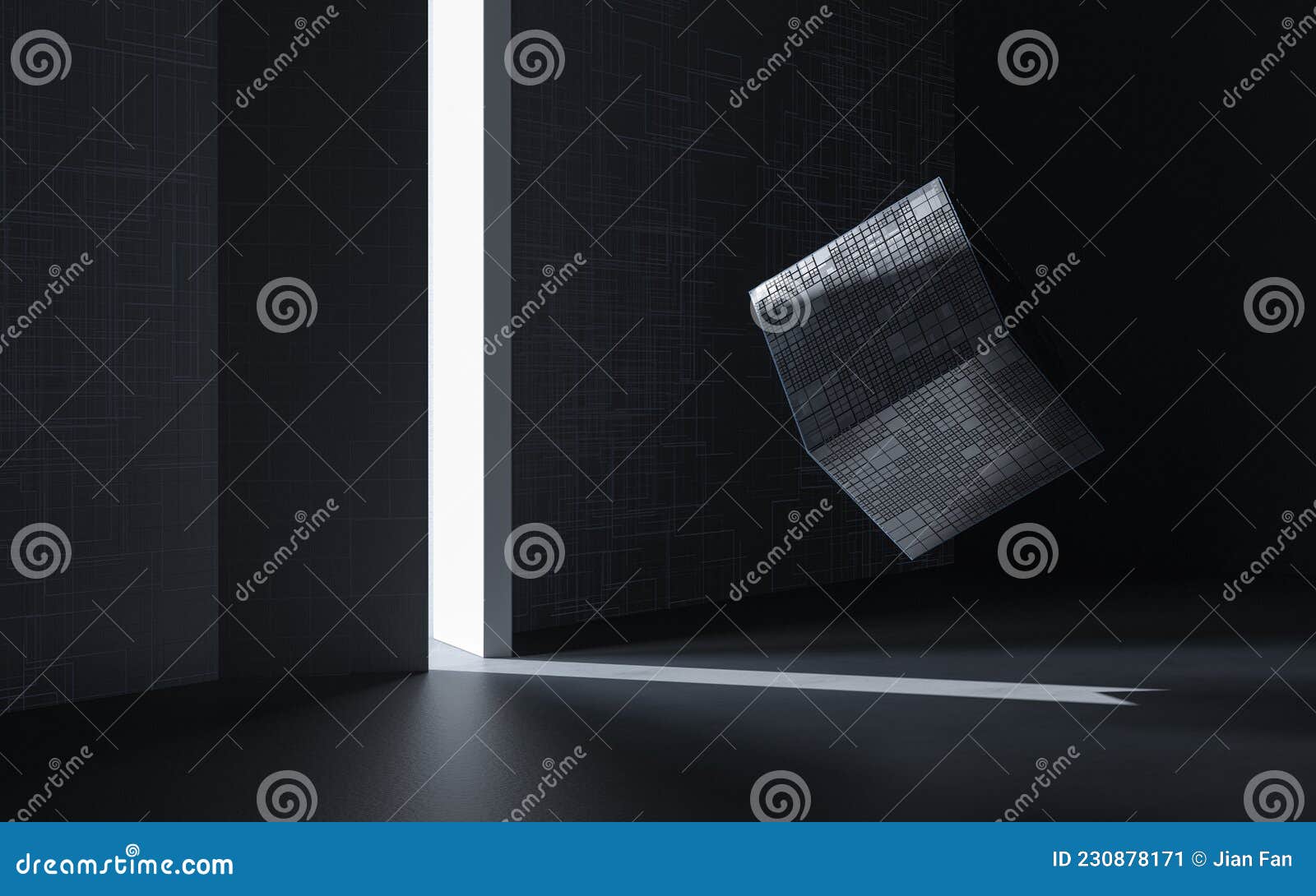 Cube and Door, Science and Technology, 3d Rendering Stock Illustration ...